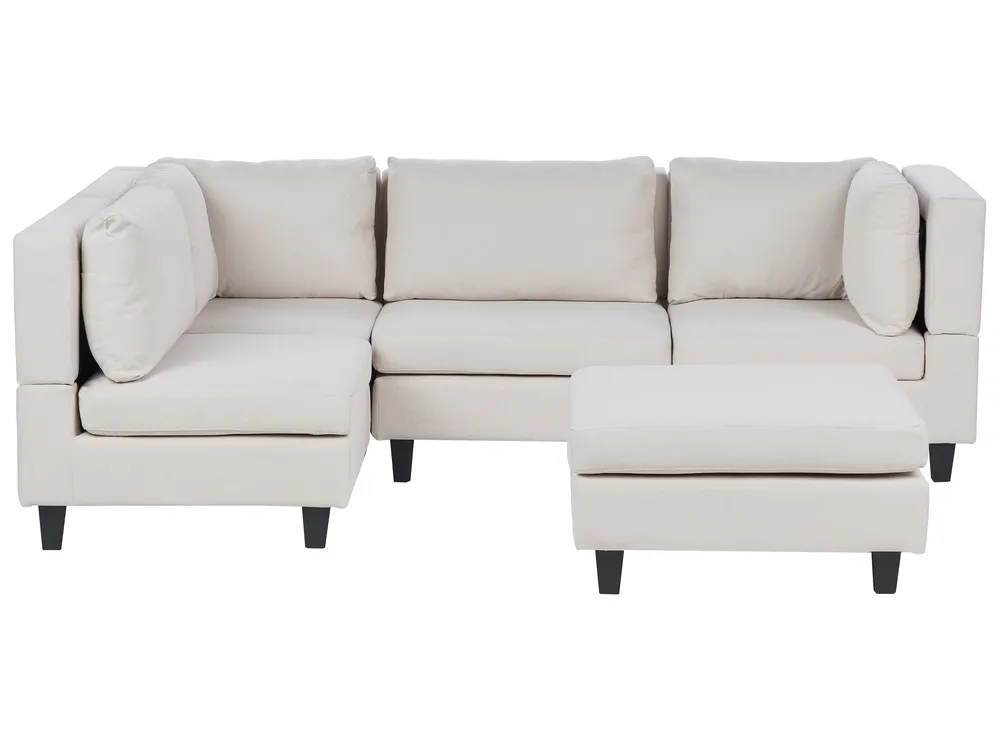 Modular Corner Sofa 4 Seater UNSTAD Fabric Light Beige with Ottoman ...