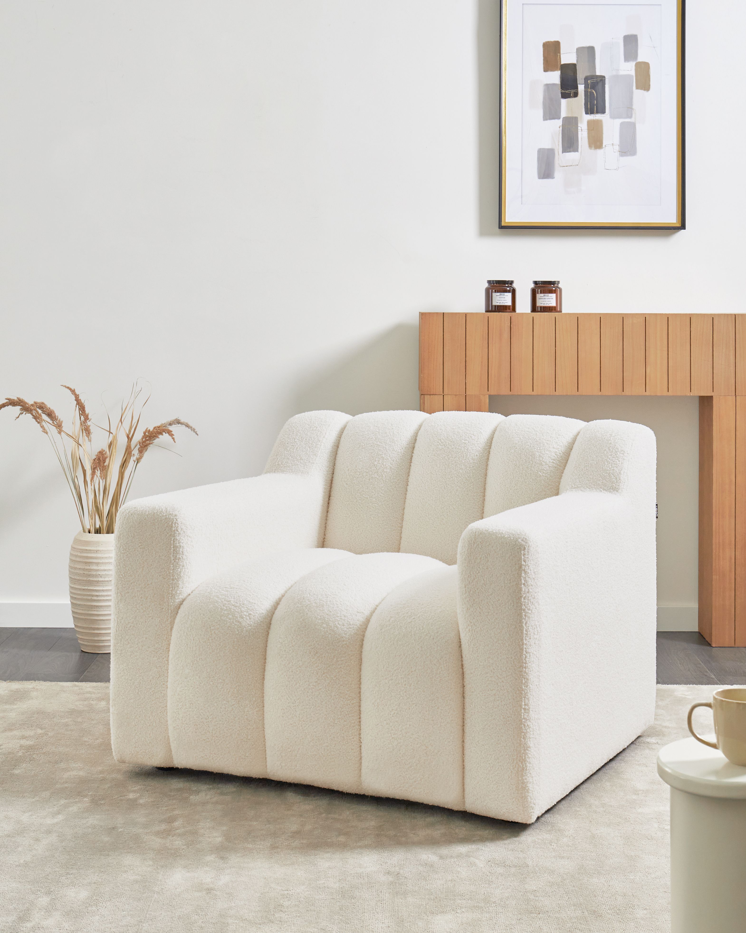 Armchair AGERUP Boucle Off-White | Beliani.co.uk
