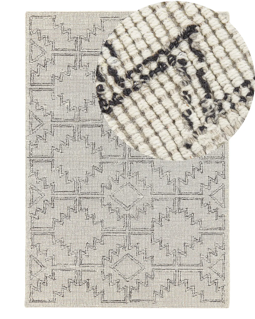 Rug KUMRU Beige 200 x 200 cm Wool | Beliani.co.uk