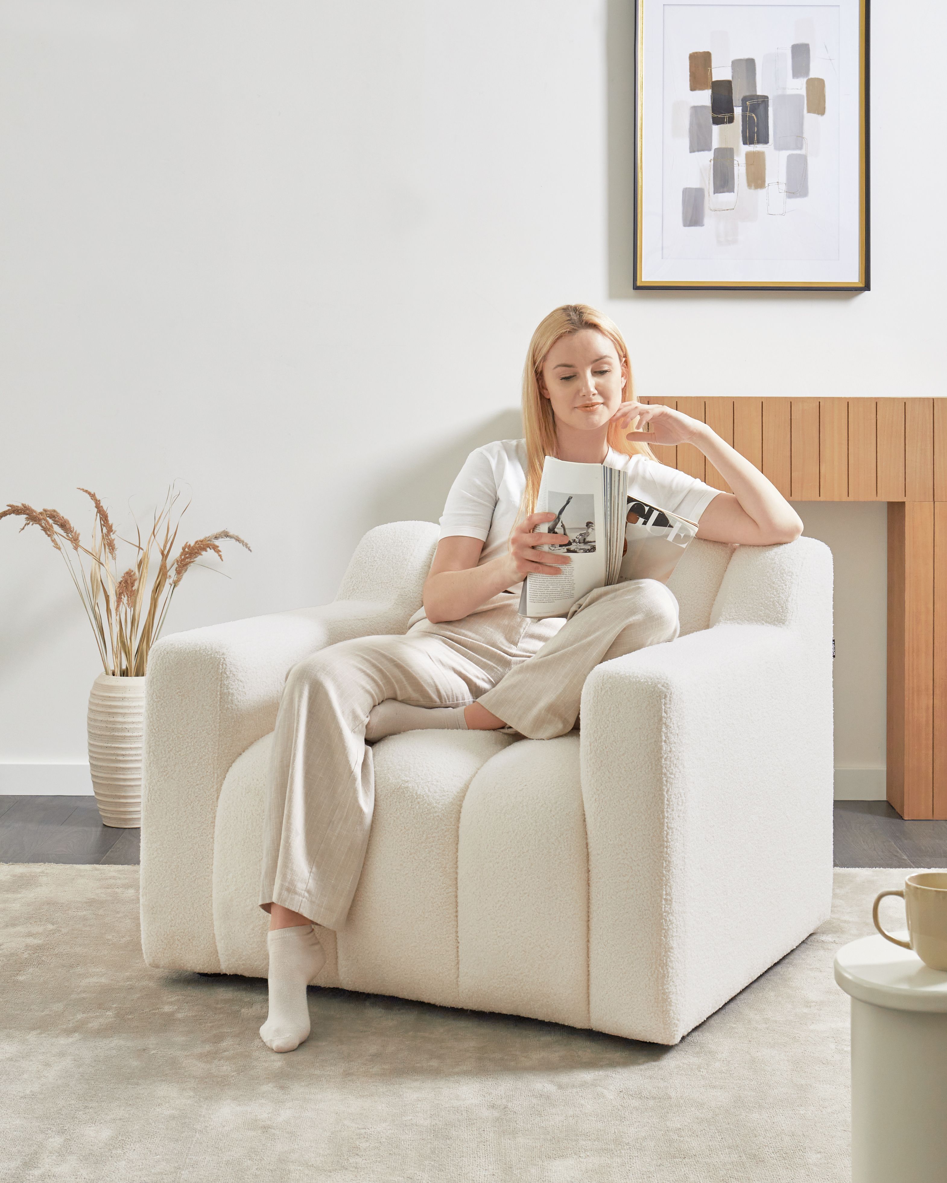 Armchair AGERUP Boucle Off-White | Beliani.co.uk