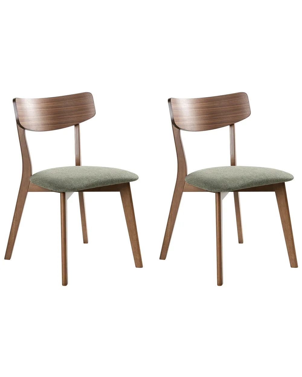 Set of 2 Dining Chairs HOLLY Wood Dark Brown/ Green | Beliani.es