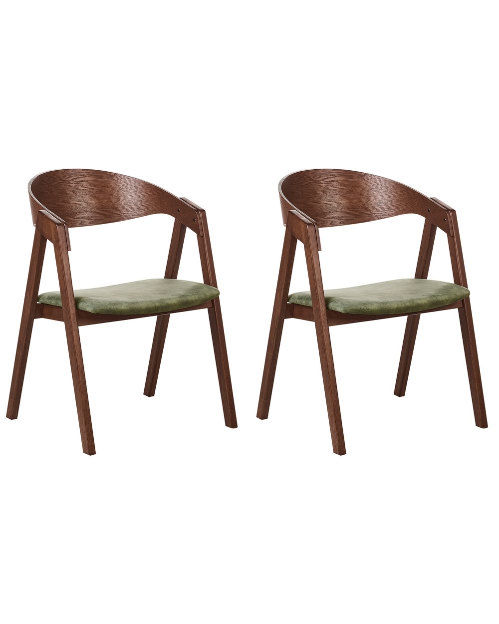 Set of 2 Dining Chairs MERRILL Wood Dark Green | Beliani.co.uk