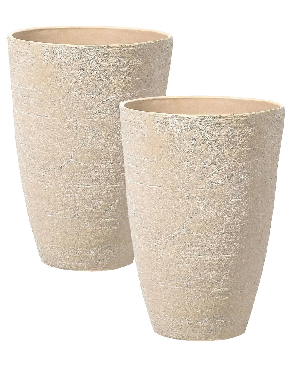 Set of 2 Plant Pots ABDERA 23 cm Light Beige | Beliani.co.uk
