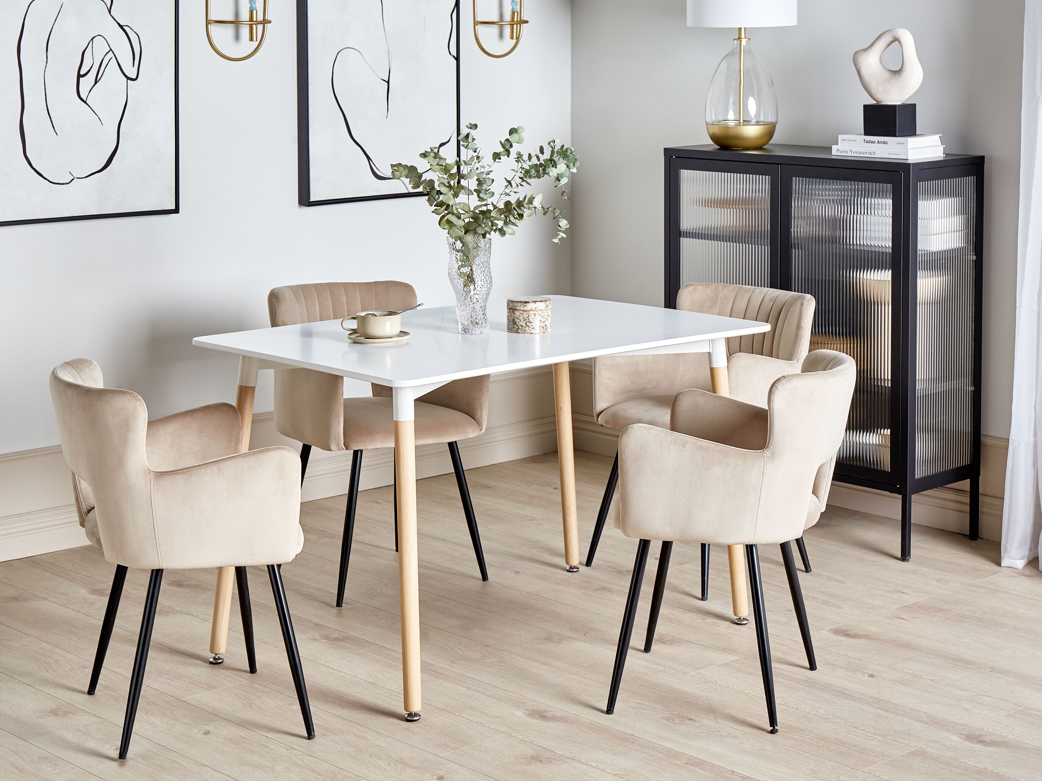 Spisebord NEWBERRY Hvid 120 cm 80 cm | Beliani.dk