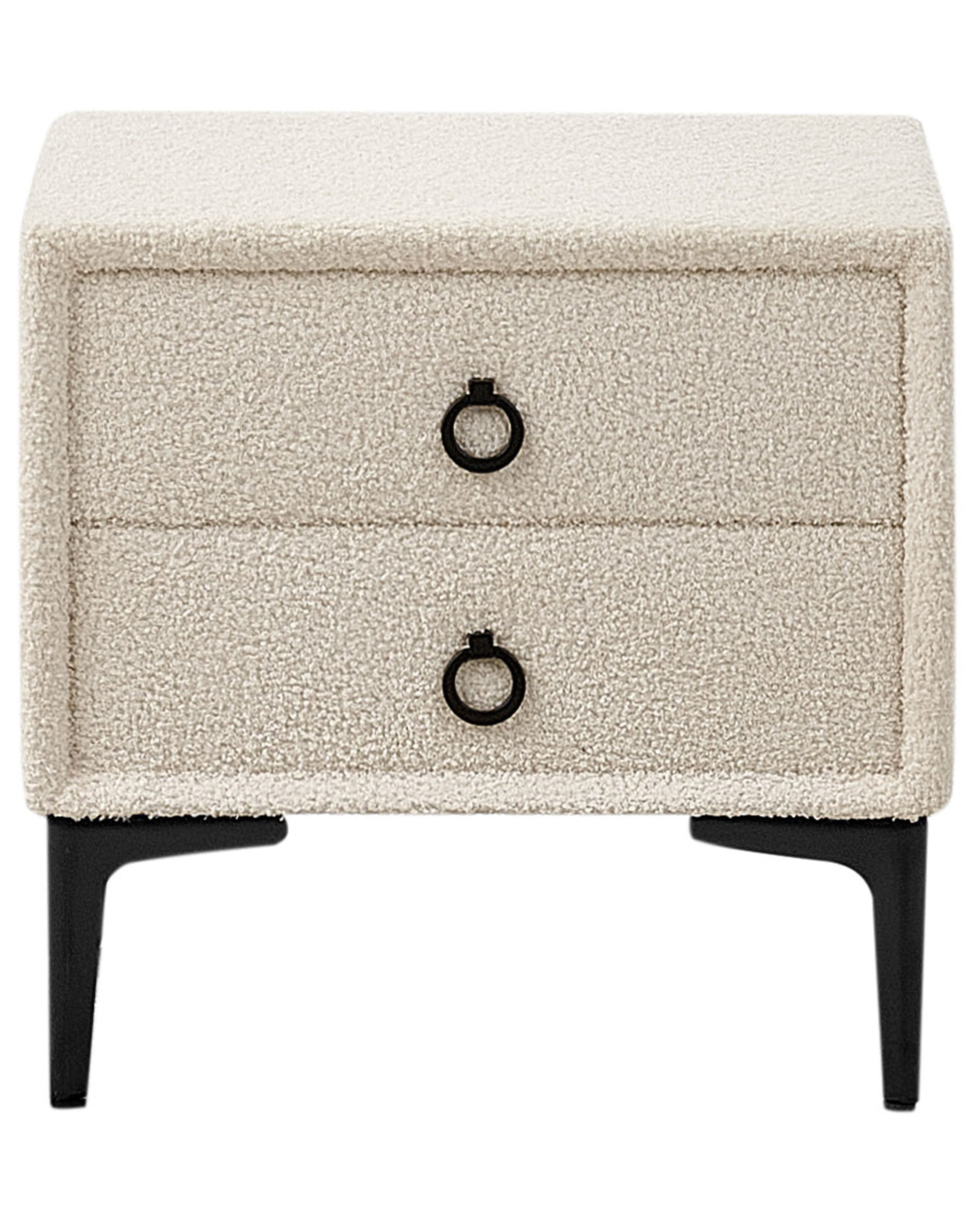 2 Drawer Bedside Table SEZANNE Boucle Off-White | Beliani.co.uk