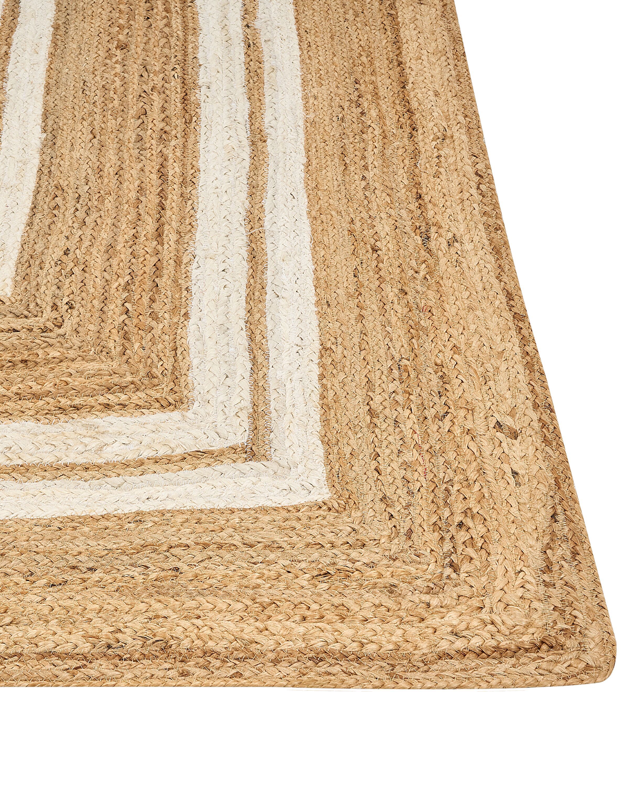 Teppich Jute beige 160 x 230 cm geometrisches Muster Kurzflor ELMALI ...