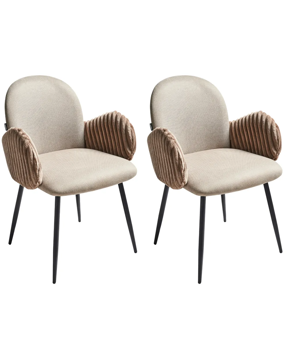 Set of 2 Dining Chairs AMITY Fabric Taupe | Beliani.co.uk