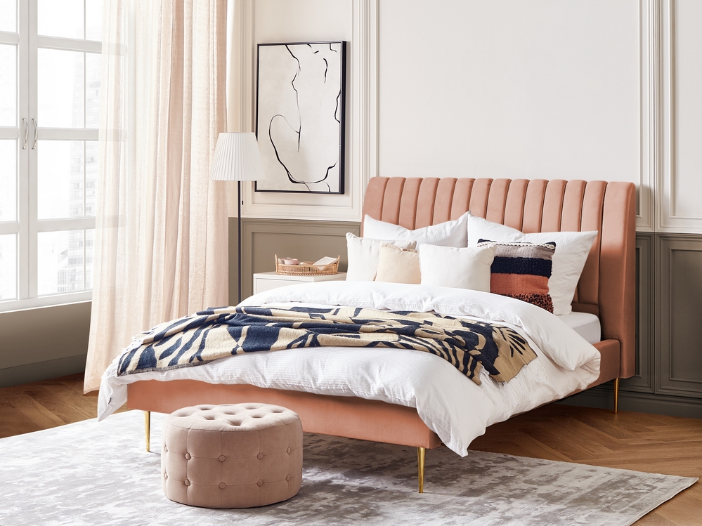 Small double bed velvet headboard store