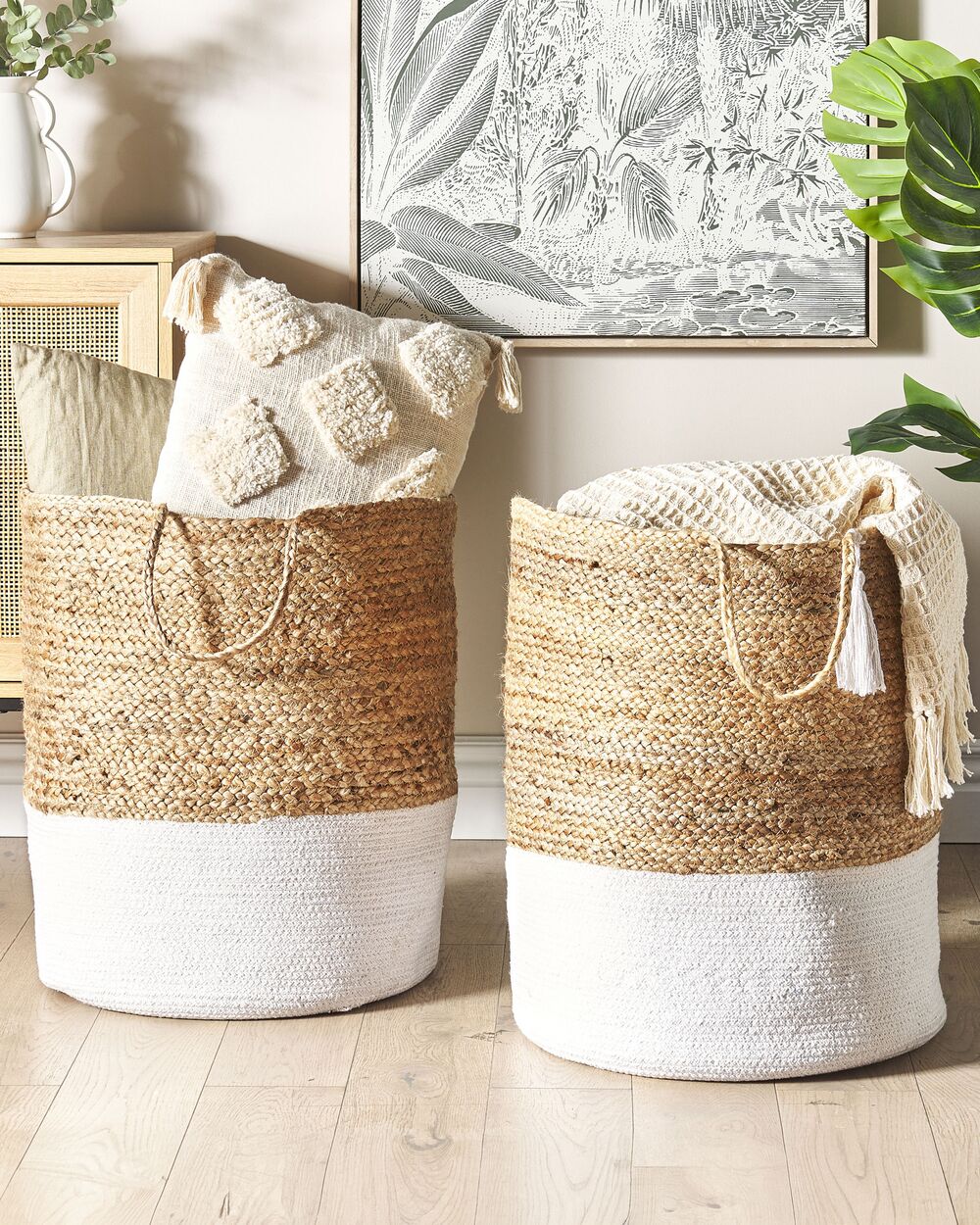 Set of 2 Baskets TUGUL Cotton Beige | Beliani.co.uk