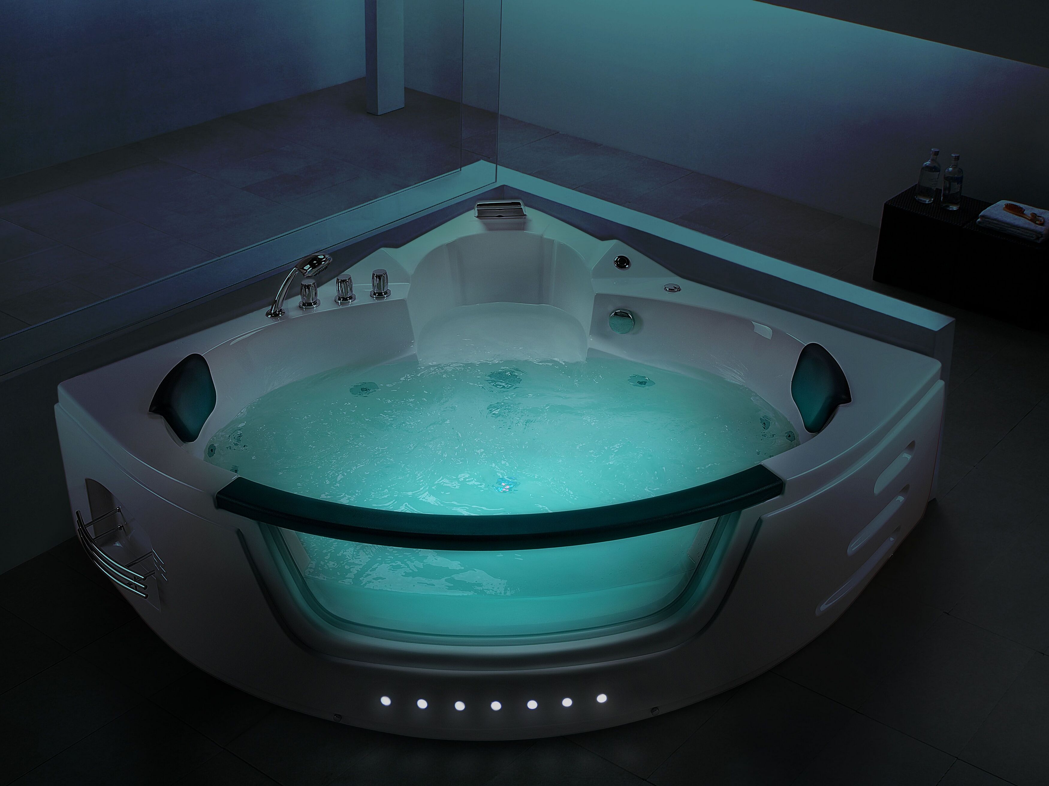 Corner Hot Tub with LED MARTINICA 1980 x 1440 mm White | Beliani.co.uk
