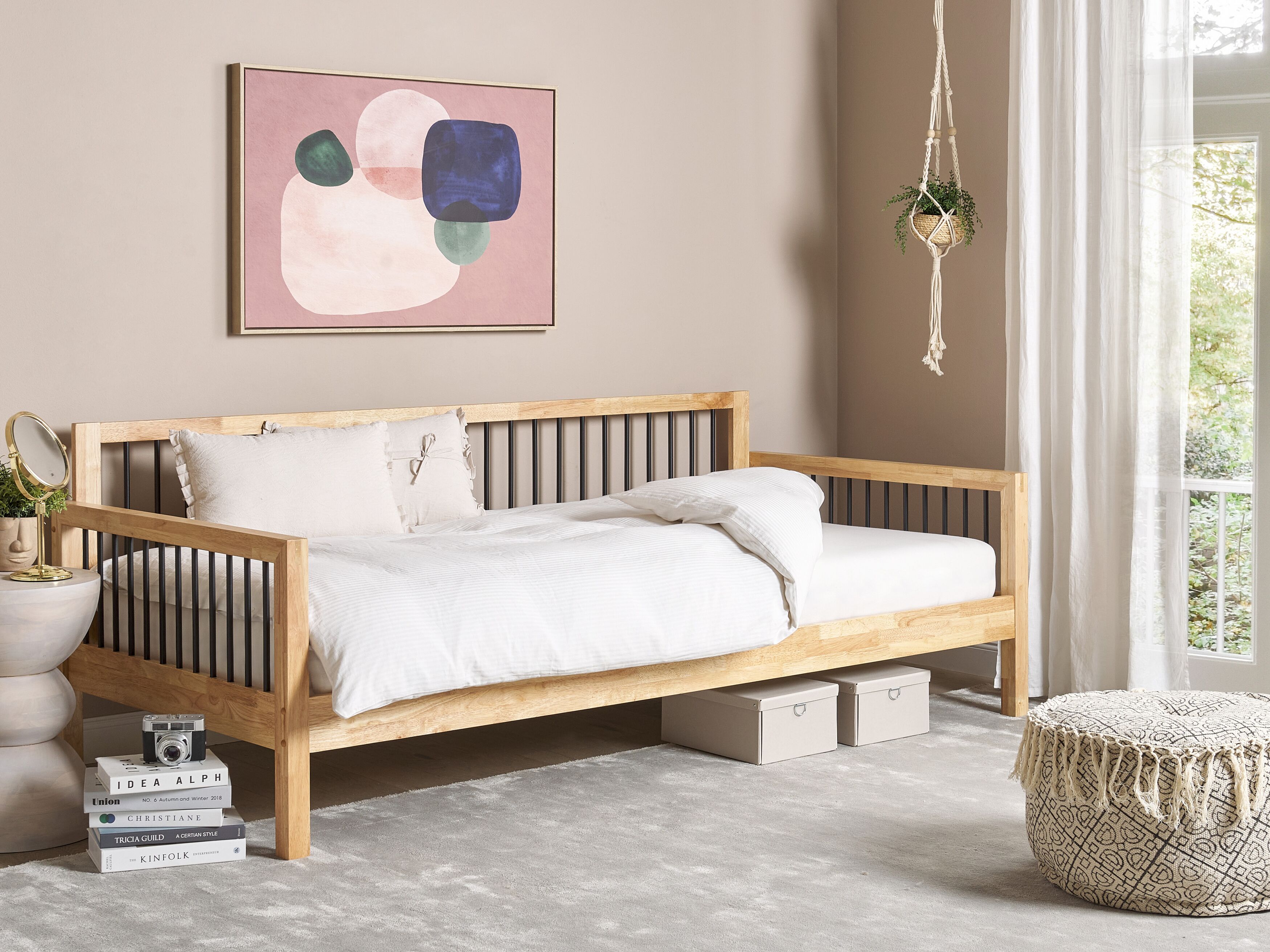Daybed Wood TRICOT 90 x 200 cm (EU Single) Light Brown | Beliani.co.uk