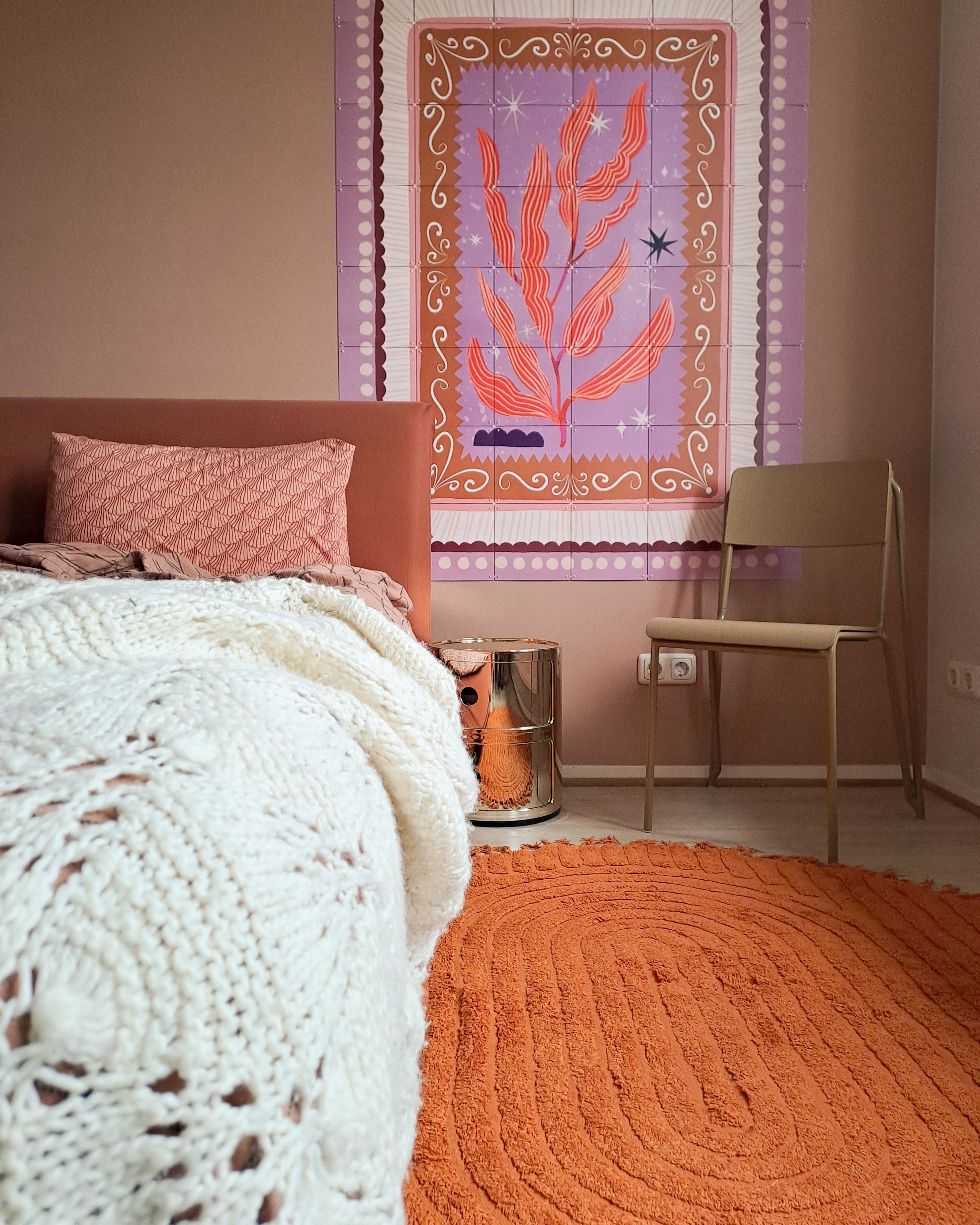 Pyöreä matto puuvilla oranssi ⌀ 140 cm HALFETI | Beliani.fi