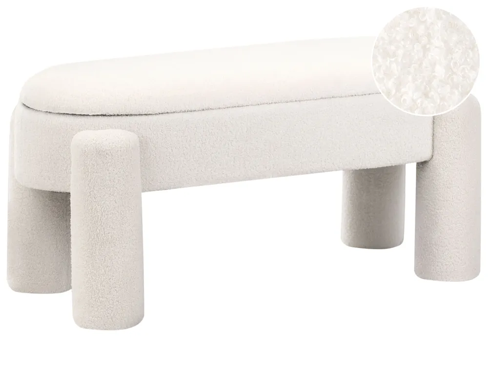 Storage Pouffe MARYLAND Boucle Off-White | Beliani.co.uk
