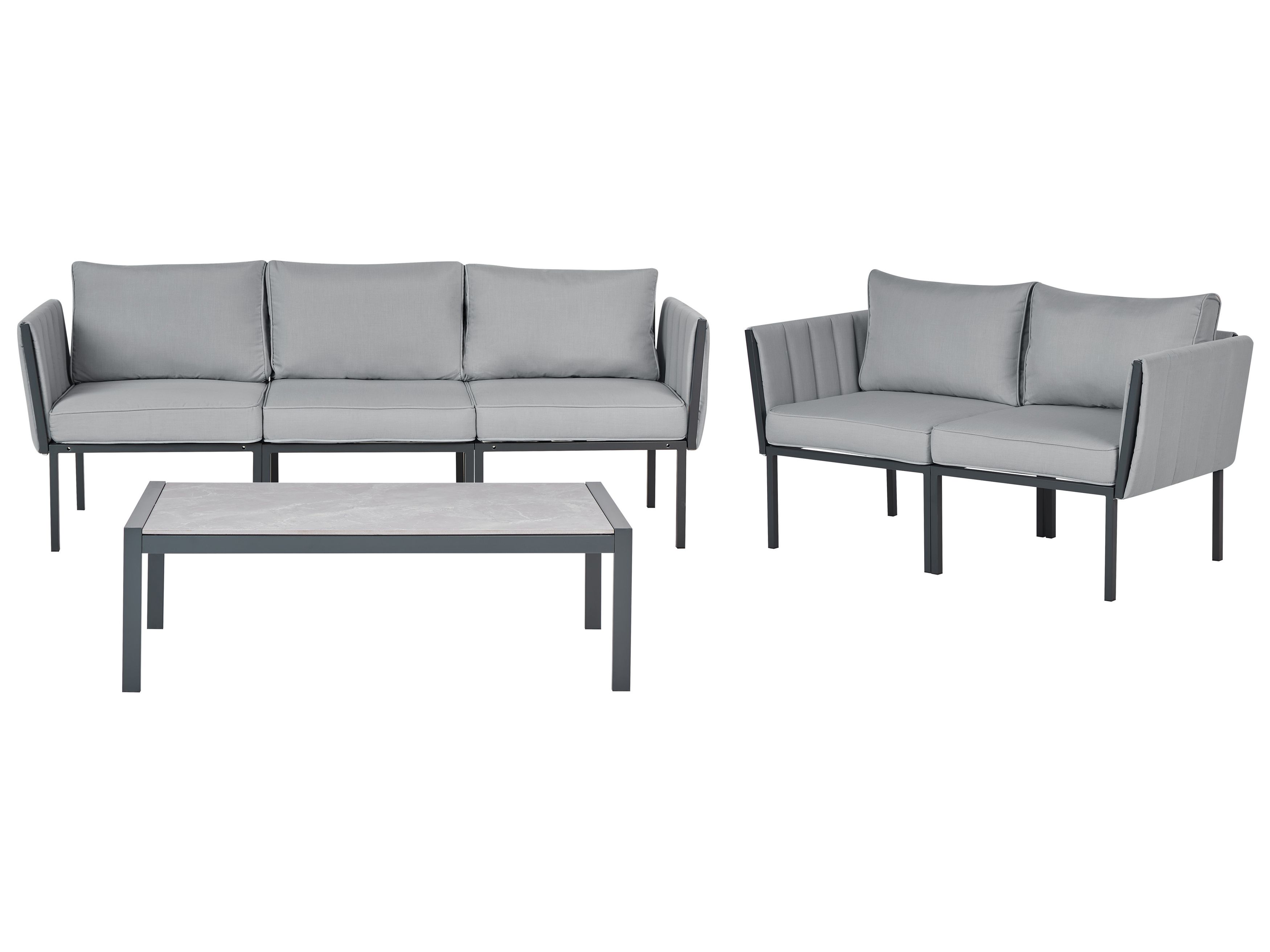 Garden Lounge Set with Table 5 Seater SKALA Metal Dark Grey | Beliani.co.uk