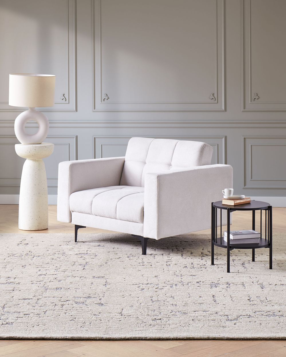 Armchair MAKELA Boucle Off-White | Beliani.co.uk