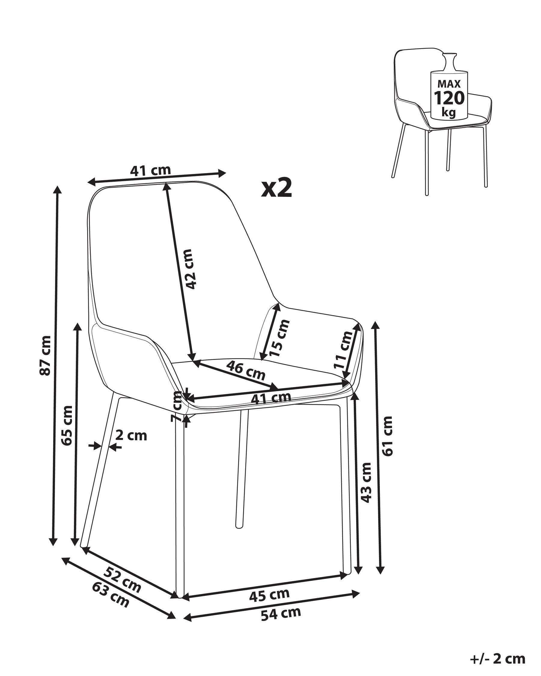 Set med 2 matstolar LOVERNA Sammet Beige | Beliani.se