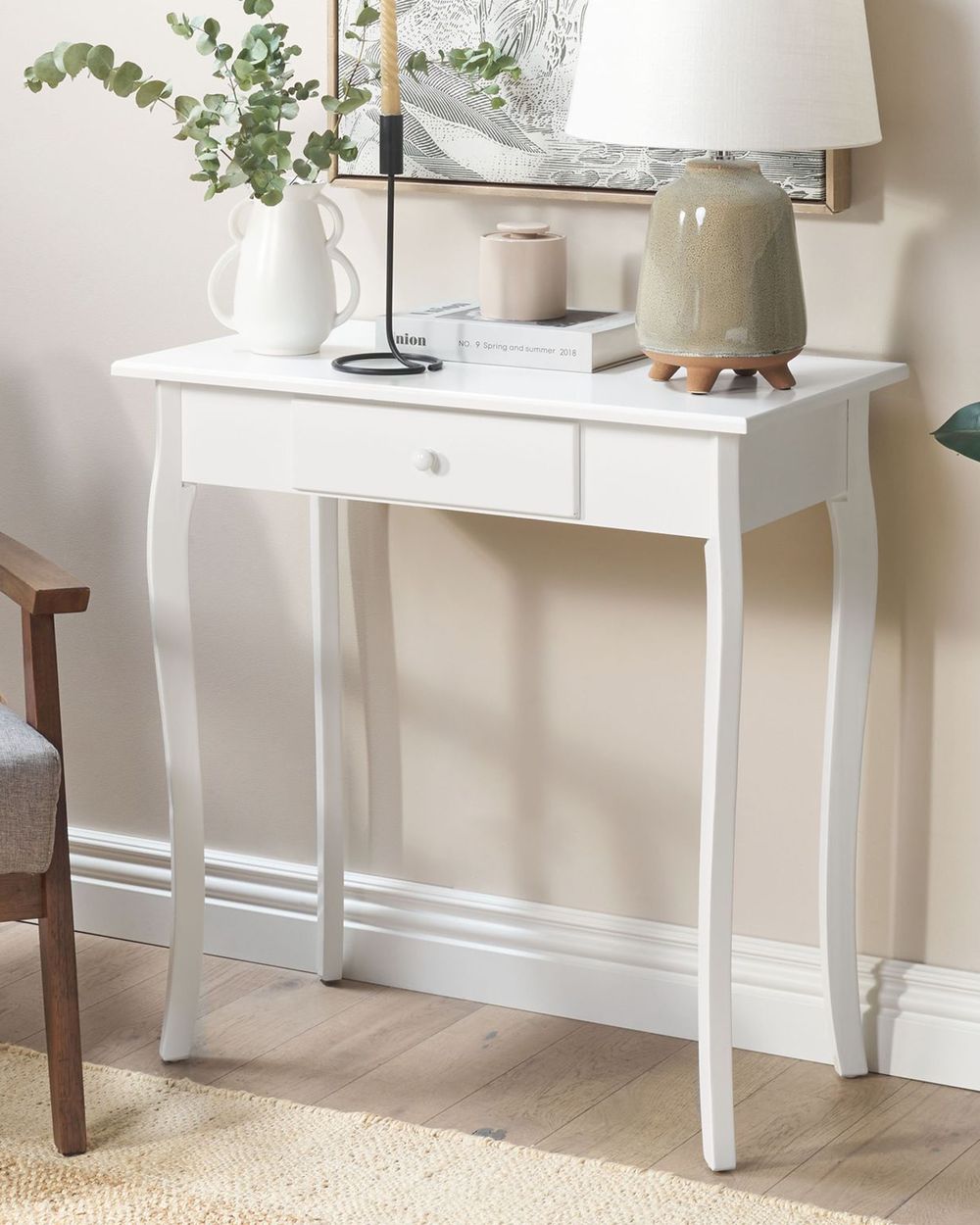 1 Drawer Console Table White ALBIA Beliani