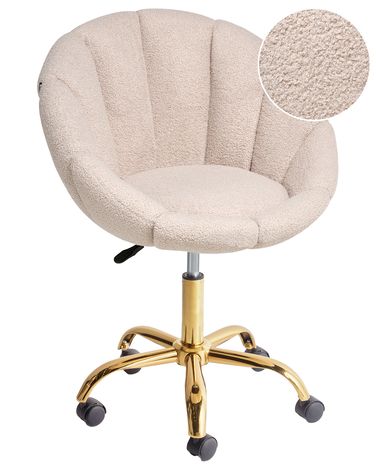 Desk Chair ANNABELLE Boucle Beige | Beliani.co.uk