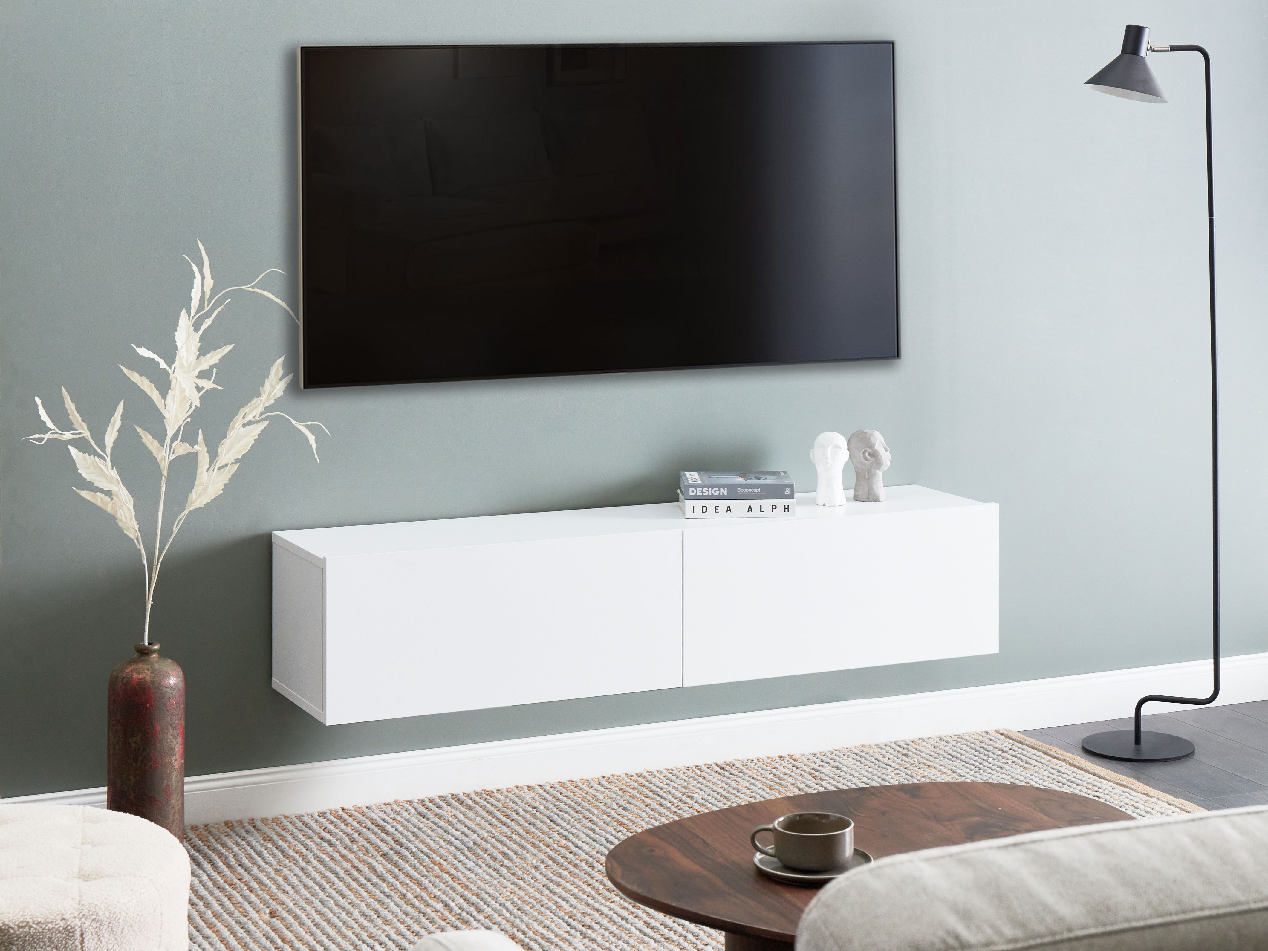 Wandgemonteerd tv-meubel GLADSTONE Wit | Beliani.nl