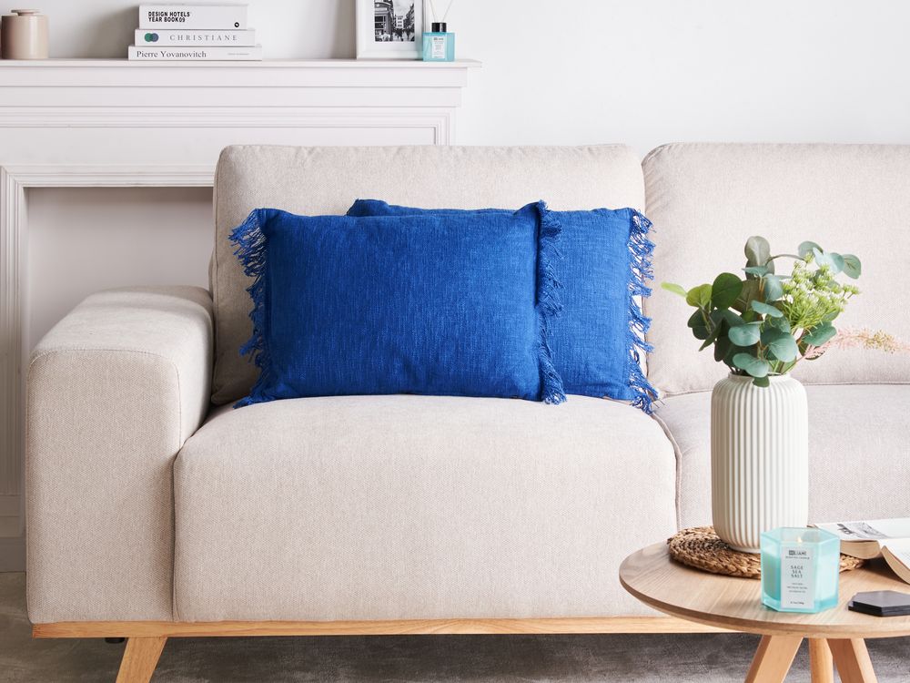 Sofa 3 Seater LERMON Fabric Light Grey | Beliani.co.uk