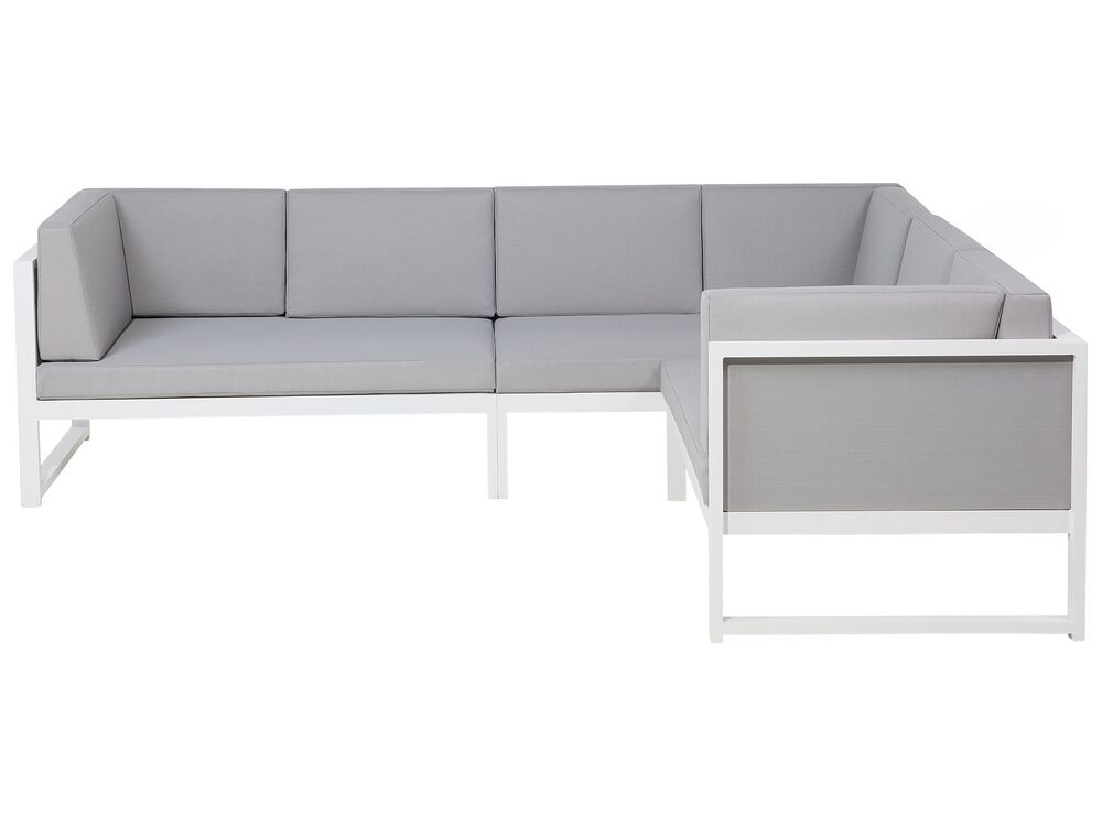 Left Hand 6 Seater Aluminium Garden Corner Sofa Set Grey CASTELLA Beliani