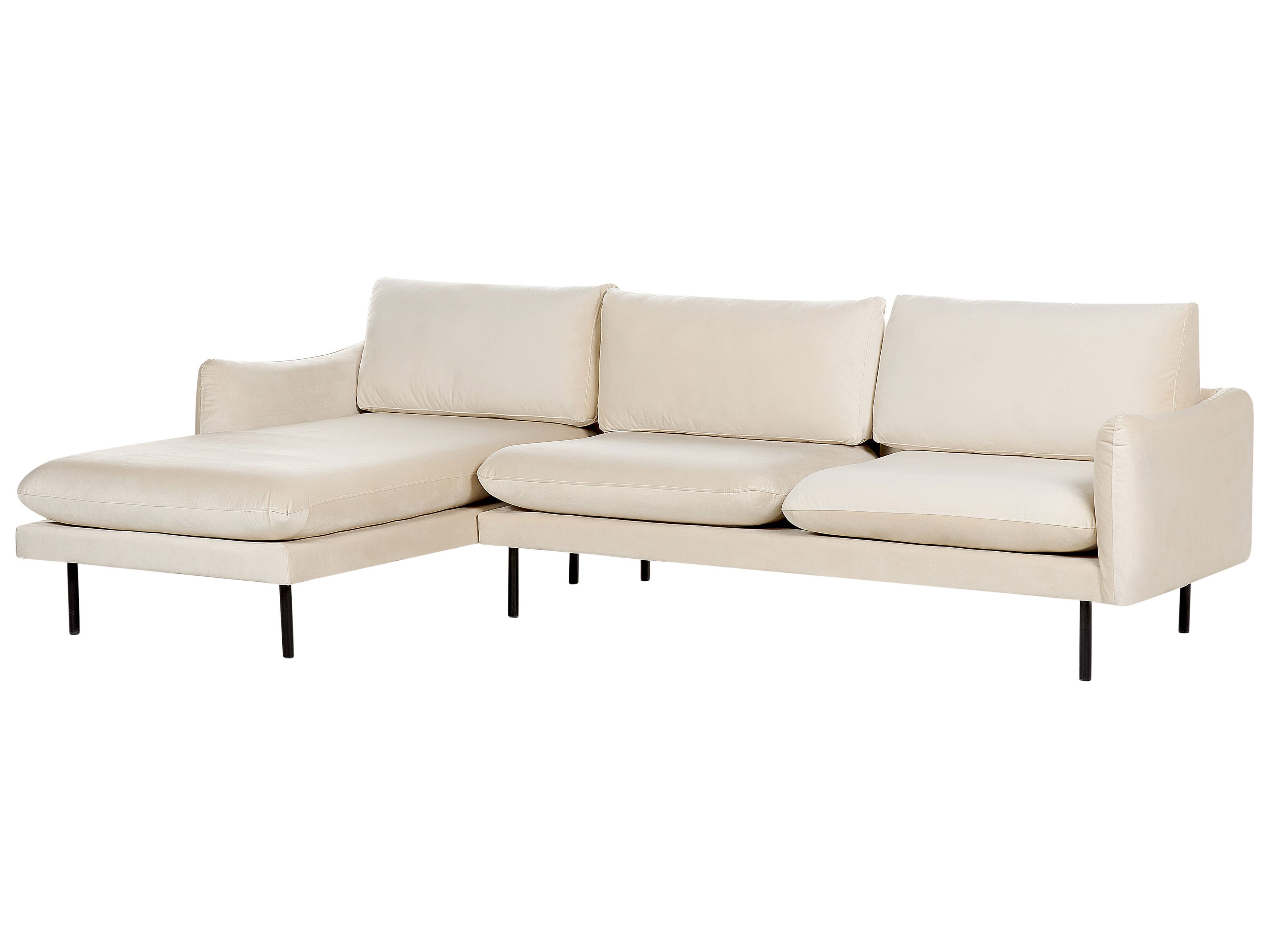Corner Sofa 4 Seater VINTERBRO Velvet Light Beige Right Hand | Beliani ...