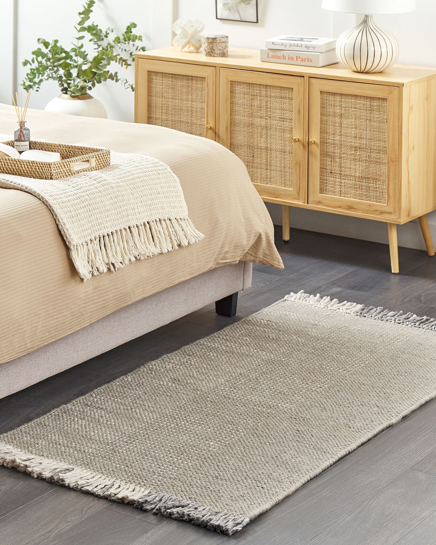 Tapis TEKELER Gris 80 x 150 cm Laine | Beliani.fr