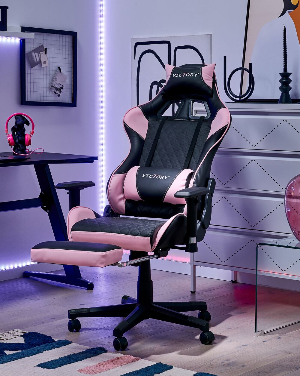 Gaming Chair Black and Pink VICTORY Beliani.no