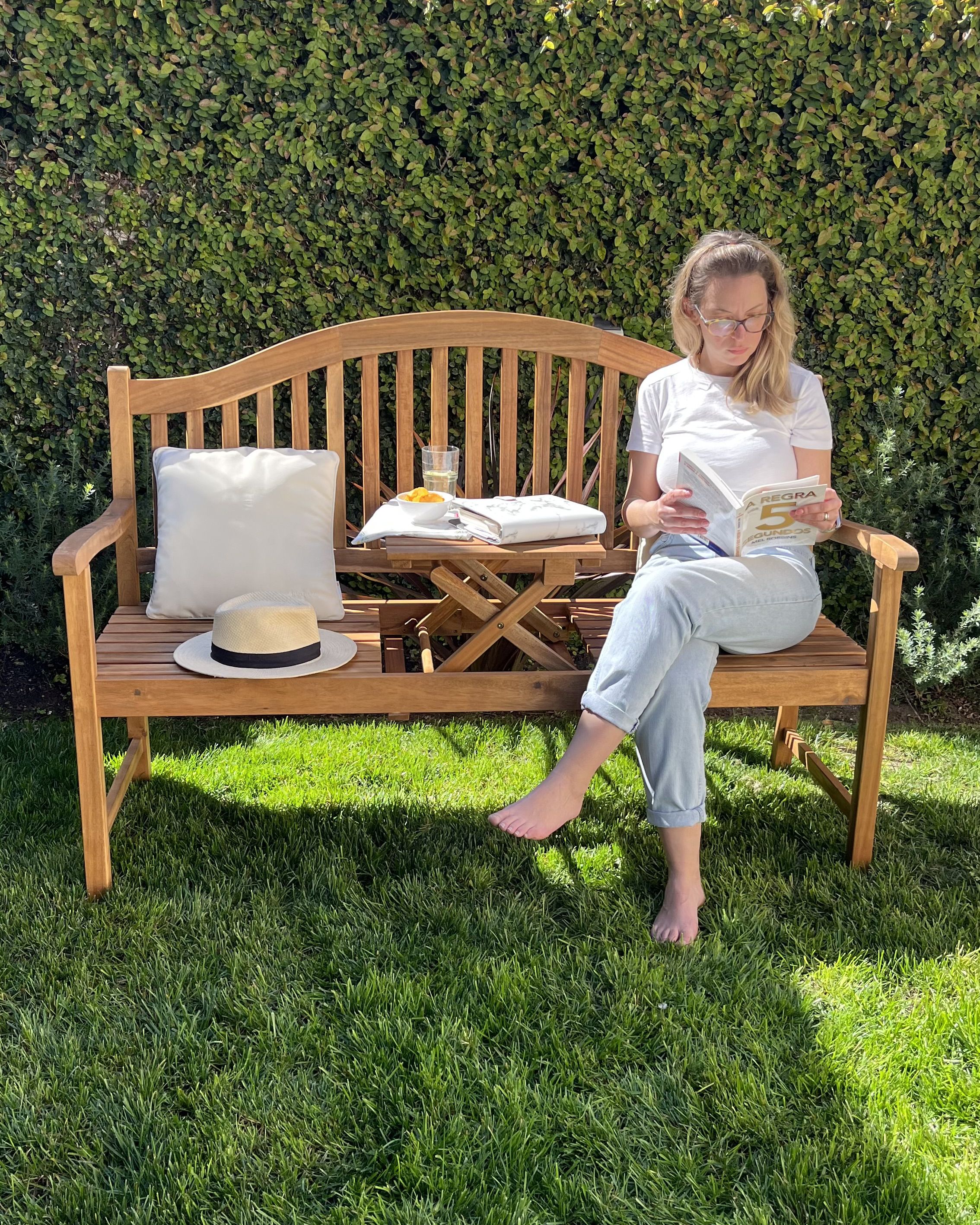 Garden Bench HILO 150 cm Acacia Wood Brown | Beliani.co.uk