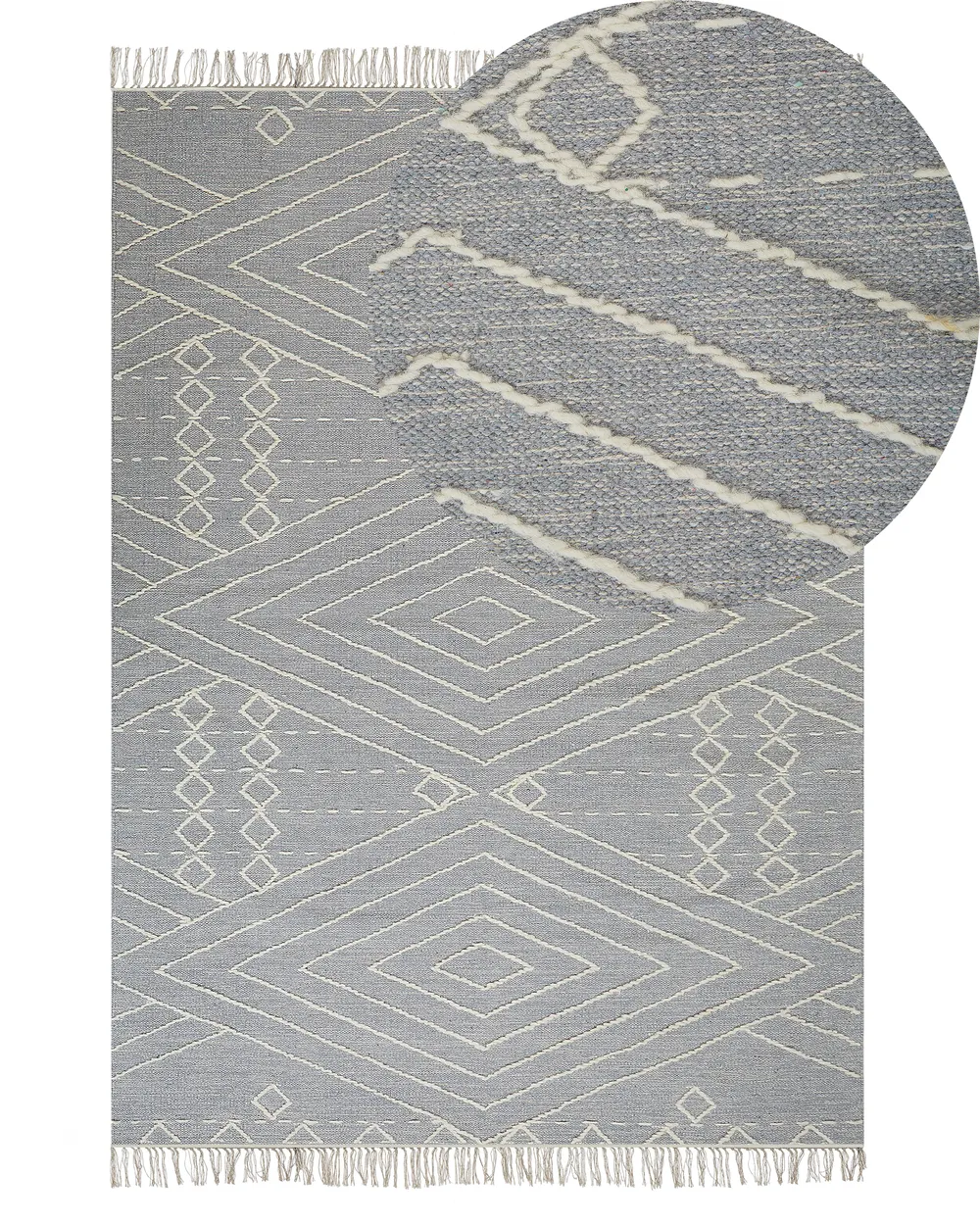 Rug KHENIFRA Light Grey 140 x 200 cm Cotton | Beliani.co.uk