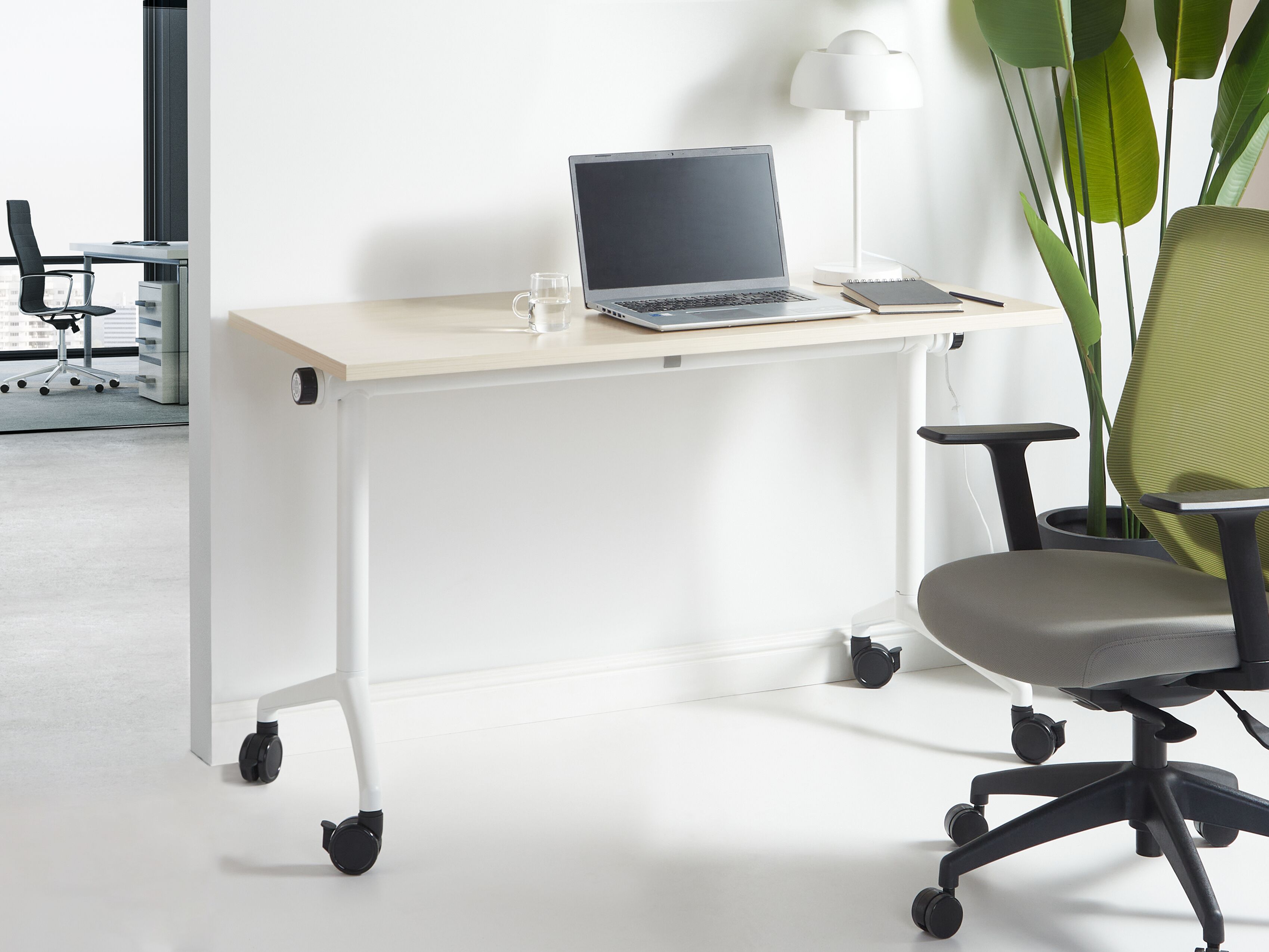 Foldable Office Desk CAVI Light Brown 120 cm 60 cm with Wheels ...
