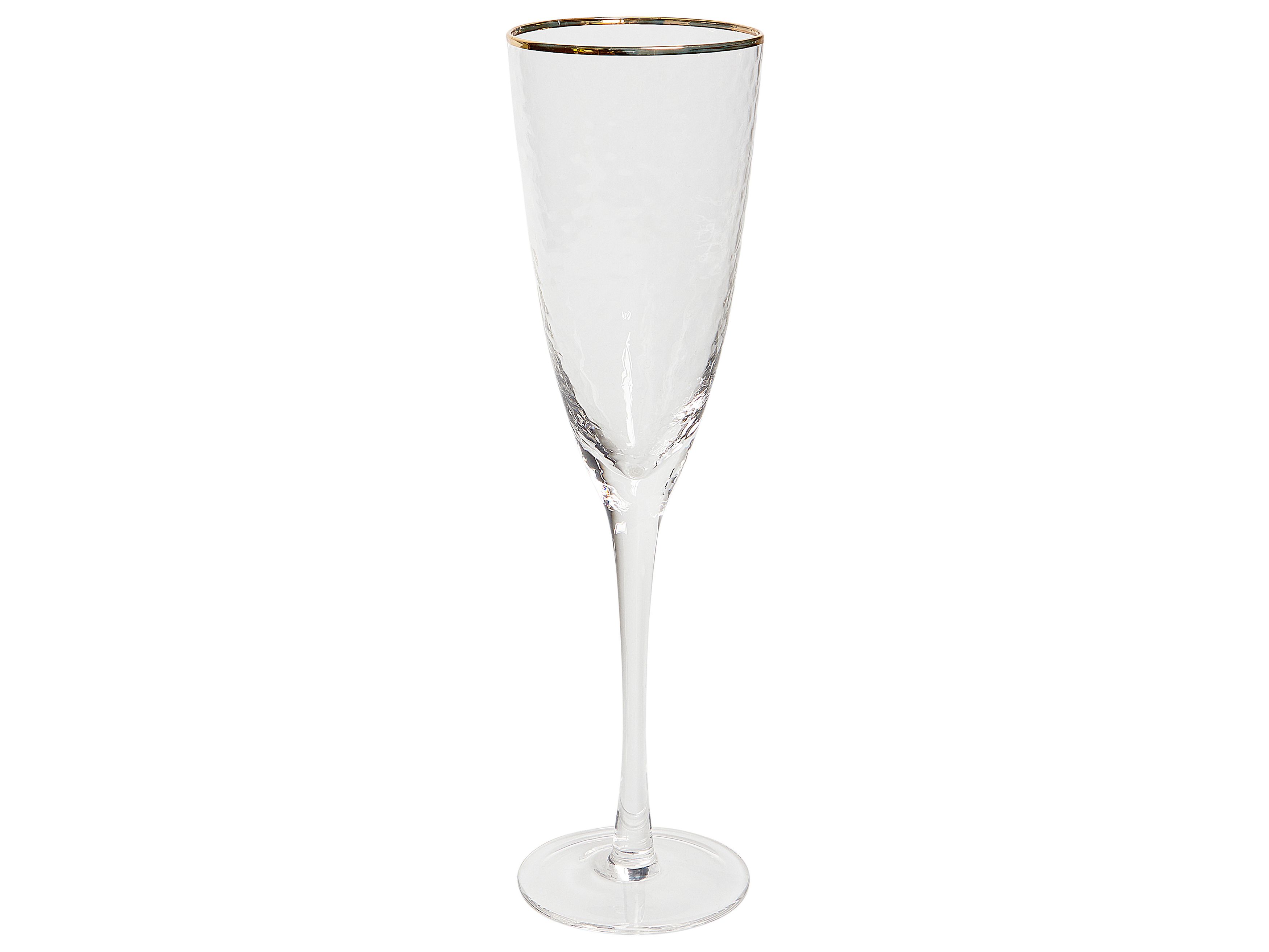 Lot de 4 flûtes à champagne avec bordure dorée 250 ml TOPAZ | Beliani.fr