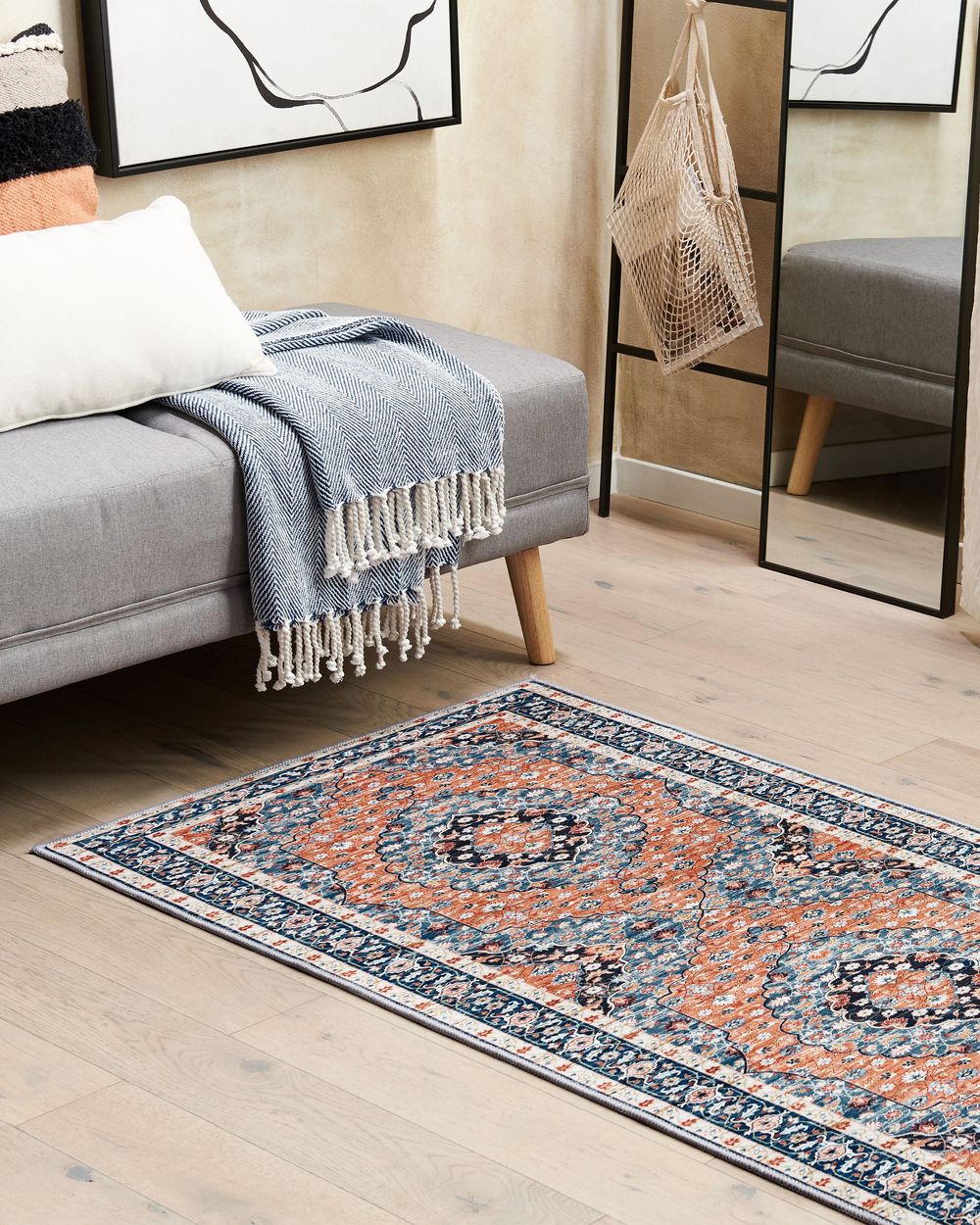 Runner Rug 80 x 200 cm Blue and Orange MIDALAM Beliani.pl