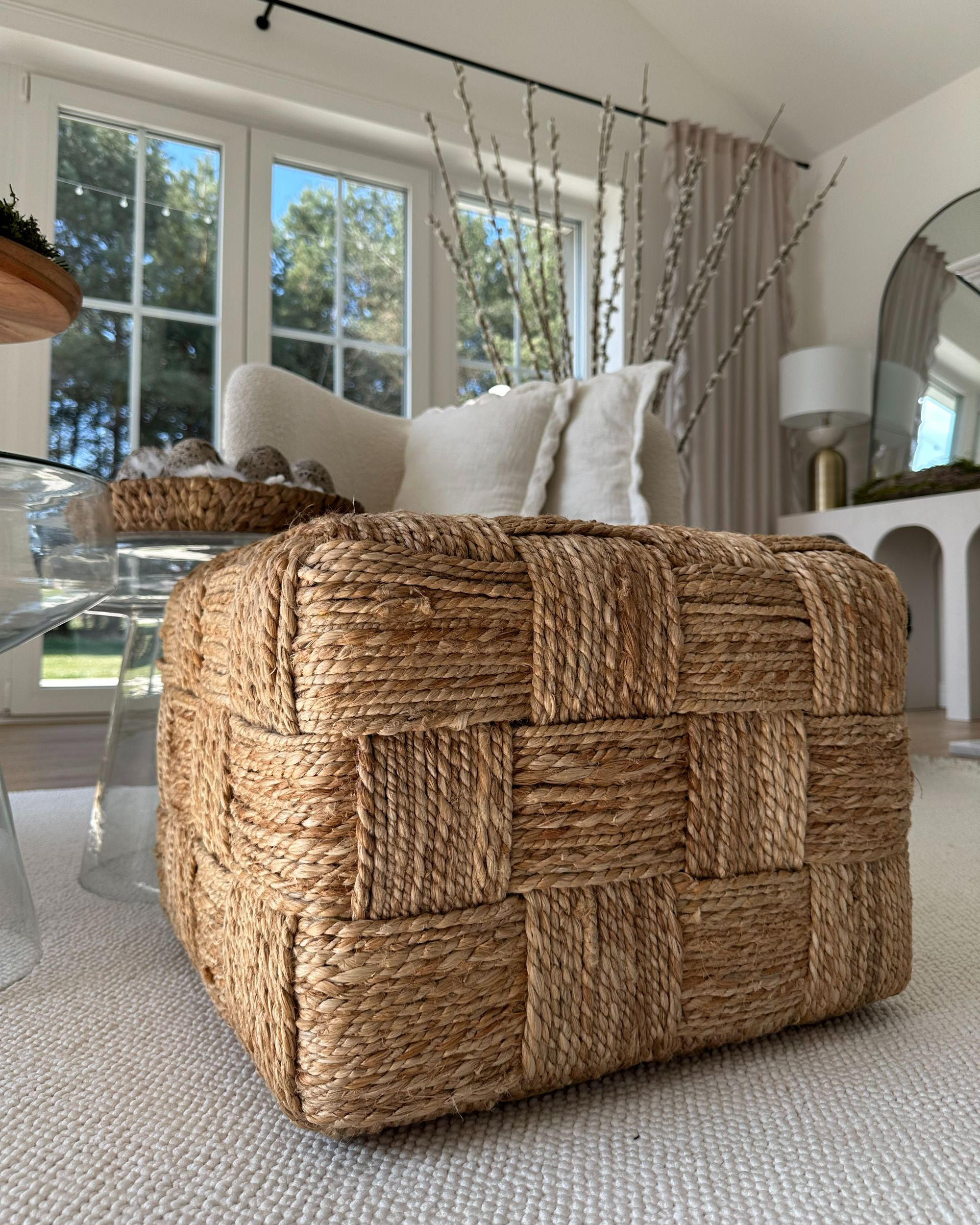 Puff 50 x 35 cm jute beige HOSRI | Beliani.se