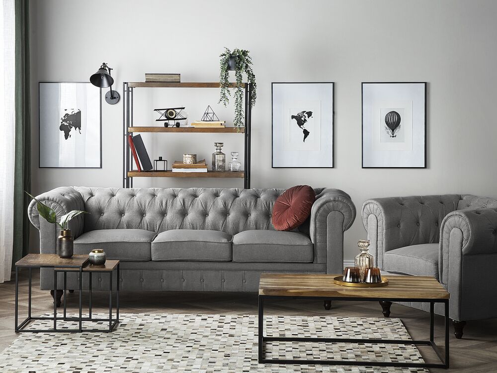 Grey chesterfield sofa velvet store