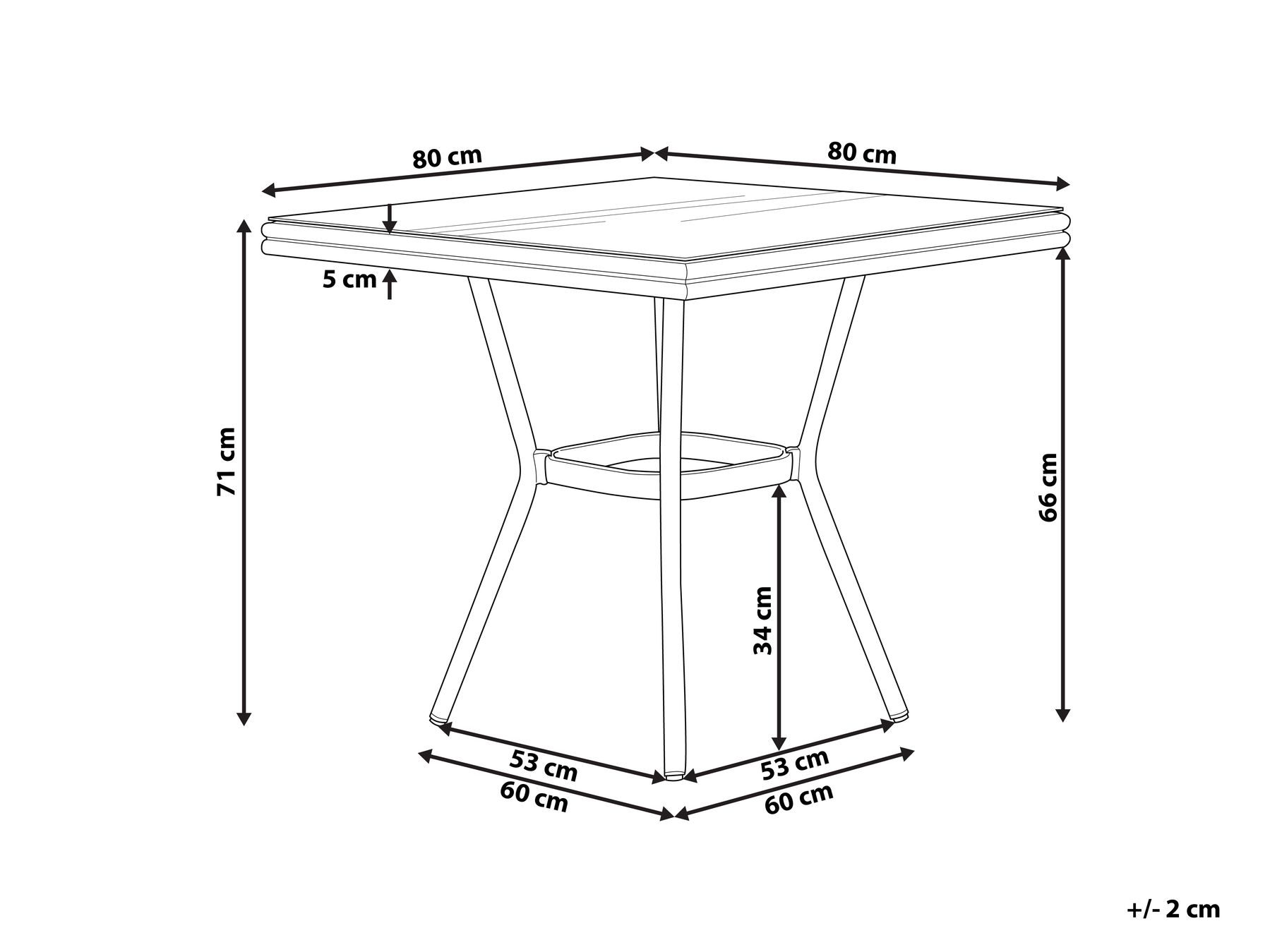 Garden Dining Table CASPRI II 80 cm 80 cm Glass Grey | Beliani.co.uk
