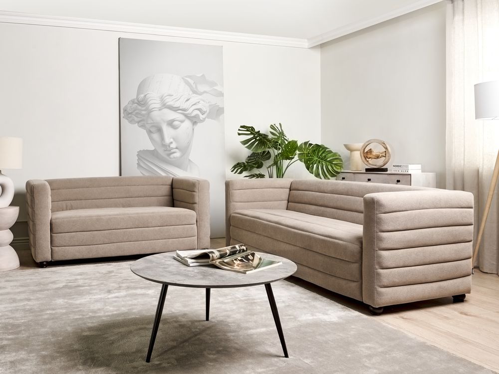 Bank 3-zitter LOEN Stof Taupe | Beliani.nl