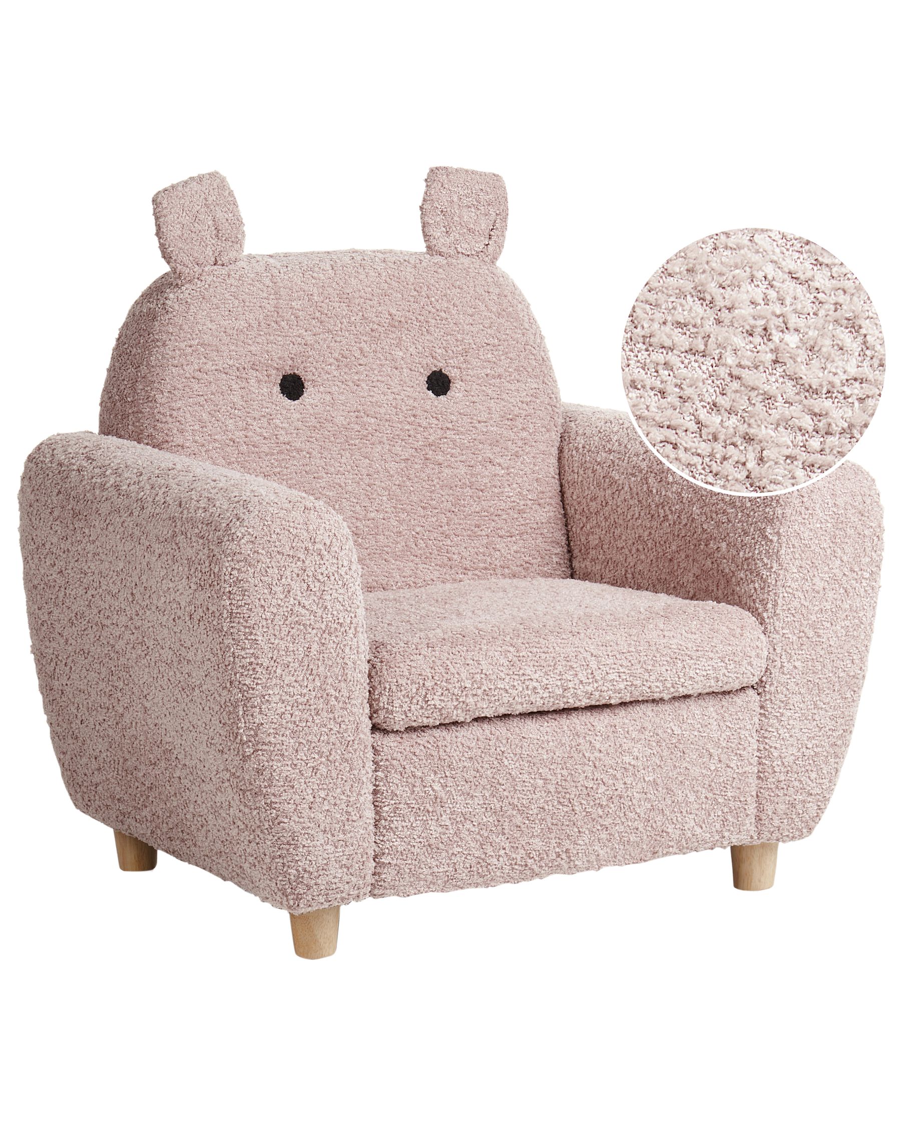 Fauteuil pour enfants Hippopotame MARIBO Bouclé Rose pastel | Beliani.fr