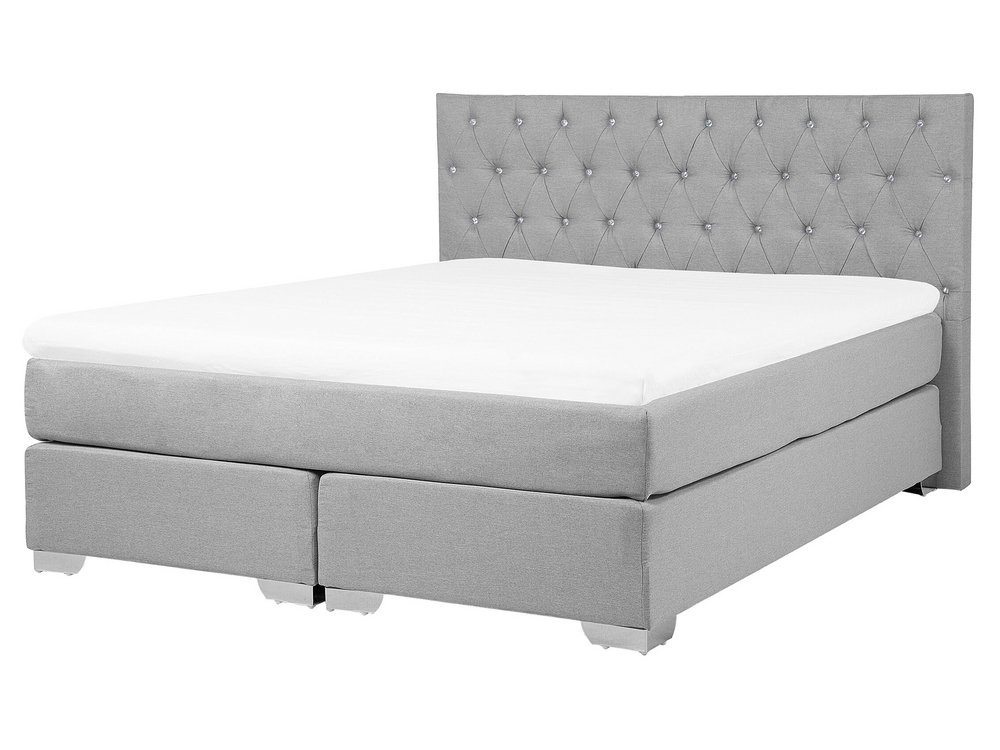 Divan Bed Fabric DUCHESS 160 x 200 cm EU King Size Light Grey Beliani.ch