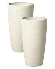 Set of 2 Plant Pots ABDERA Stone 23 cm Light Beige | Beliani.co.uk