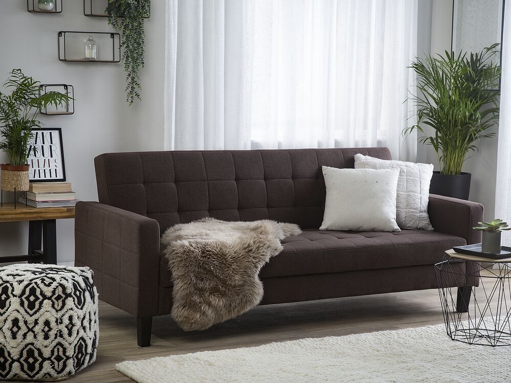 Sofa 3 Seater LERMON Fabric Light Grey | Beliani.co.uk