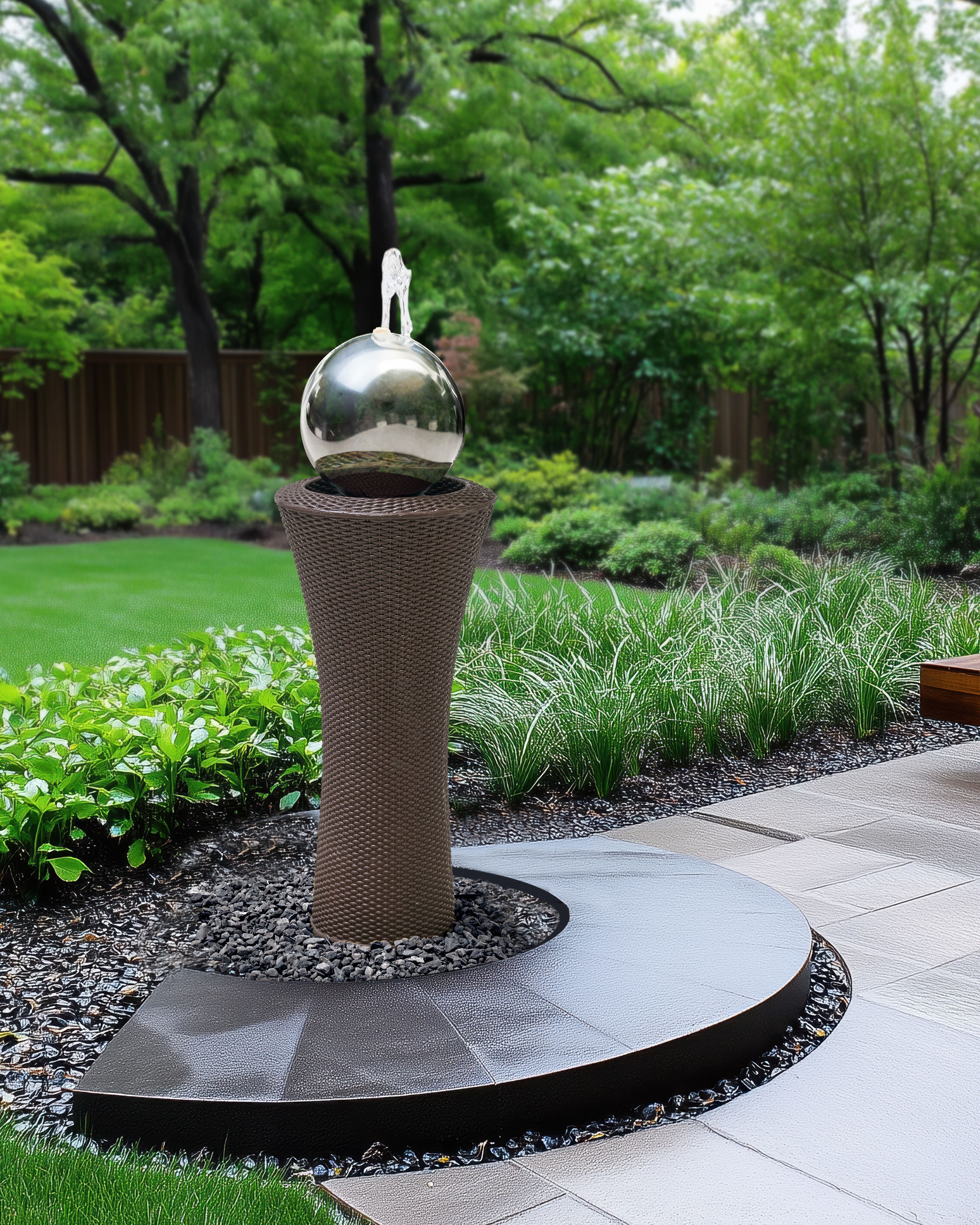 Garden Water Feature ZENYATTA LED Brown | Beliani.co.uk