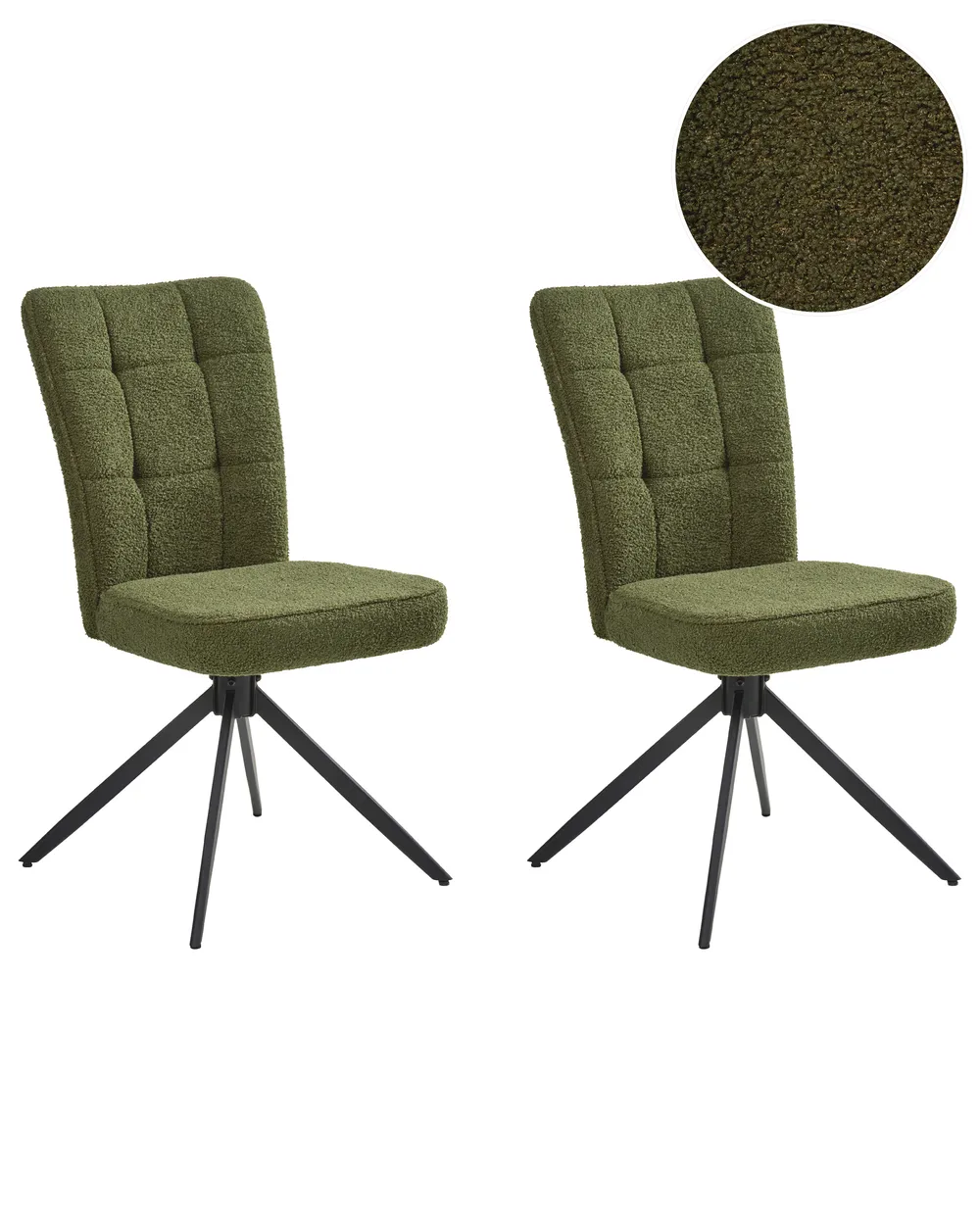 Set de 2 scaune dining Pivotant RYAN Boucle Verde | Beliani.ro