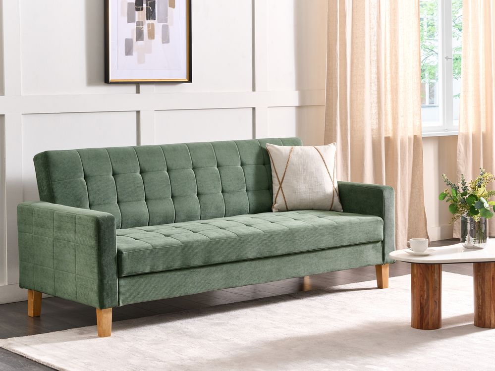 Sofa 3 Seater LERMON Fabric Light Grey | Beliani.co.uk