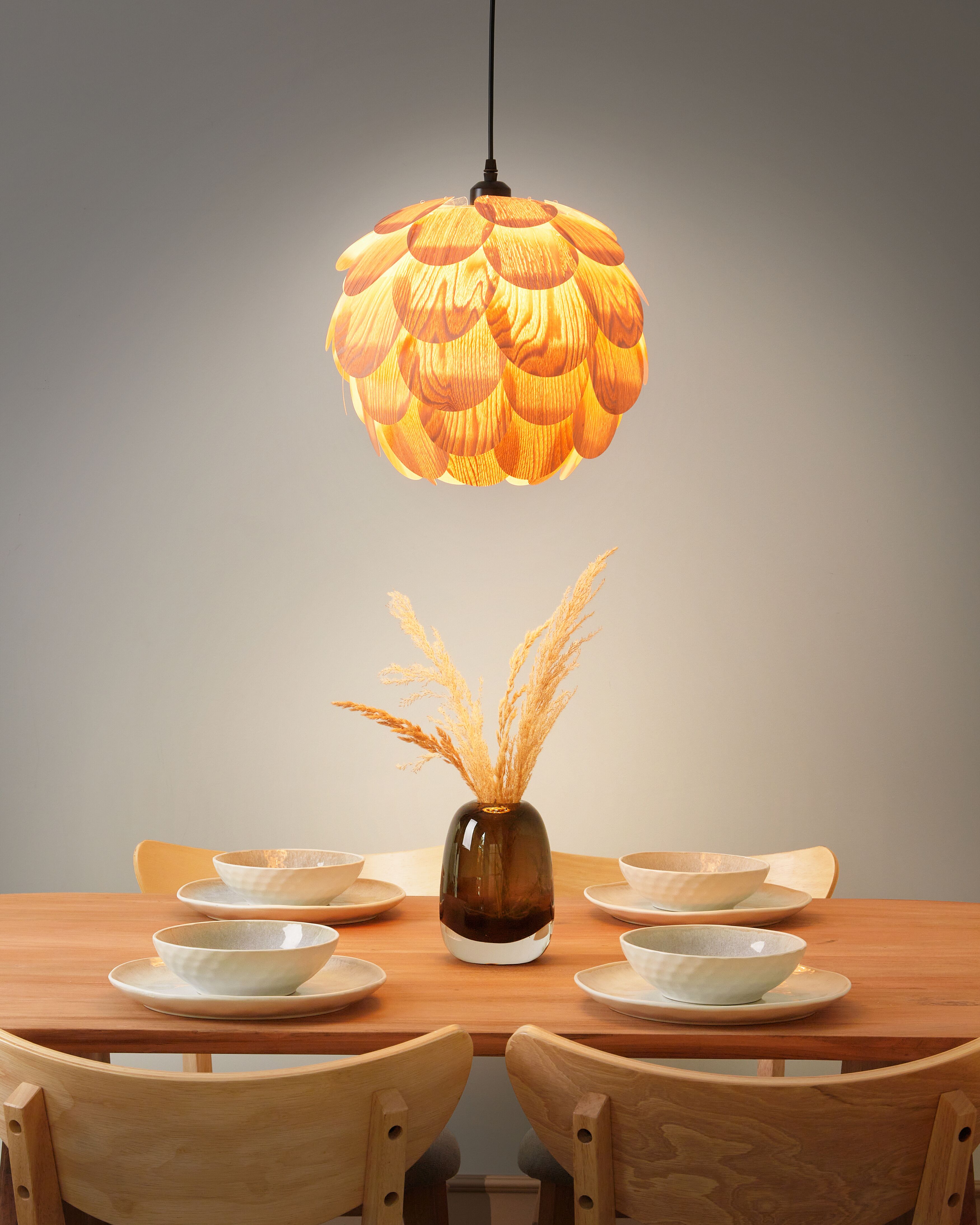Bamboo Pendant Lamp Natural BAMPUR | Beliani.co.uk