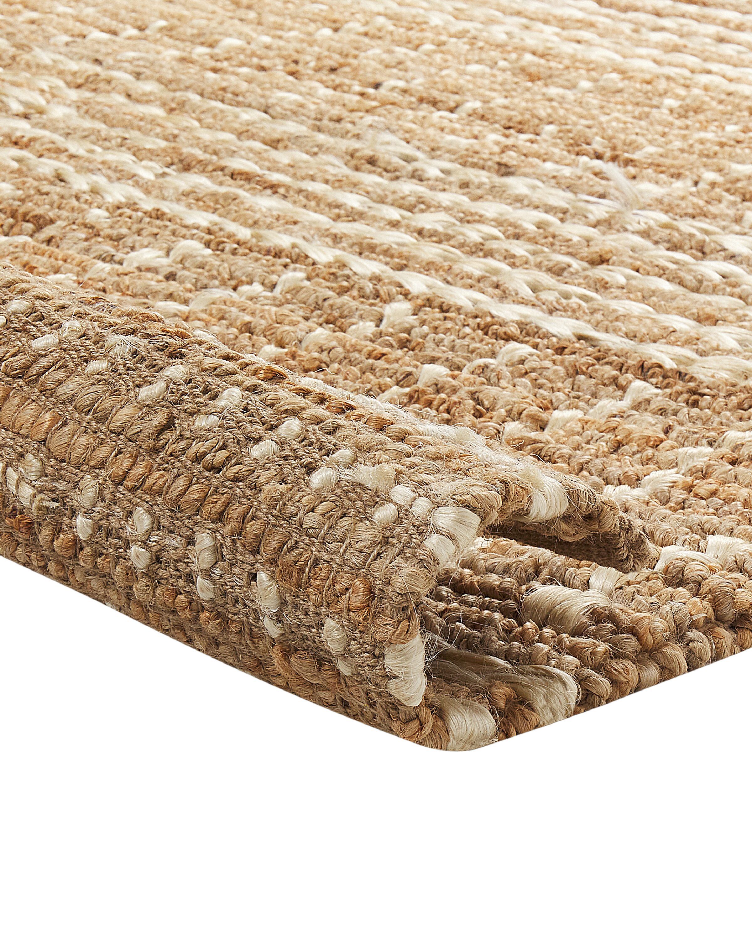 Teppich Jute beige 160 x 230 cm Streifenmuster Kurzflor KAMBERLI ...