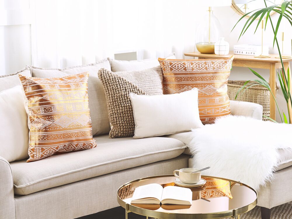 Sofa 3 Seater LERMON Fabric Light Grey | Beliani.co.uk