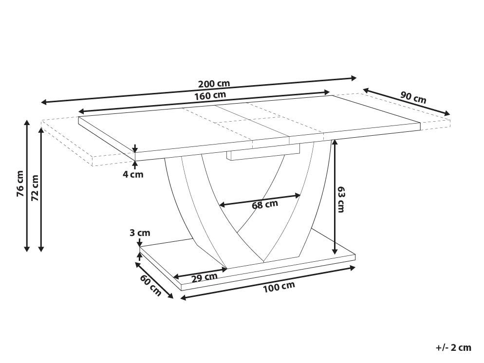 Extending Dining Table MERRAN Light Beige 160/200 cm 90 cm | Beliani.co.uk