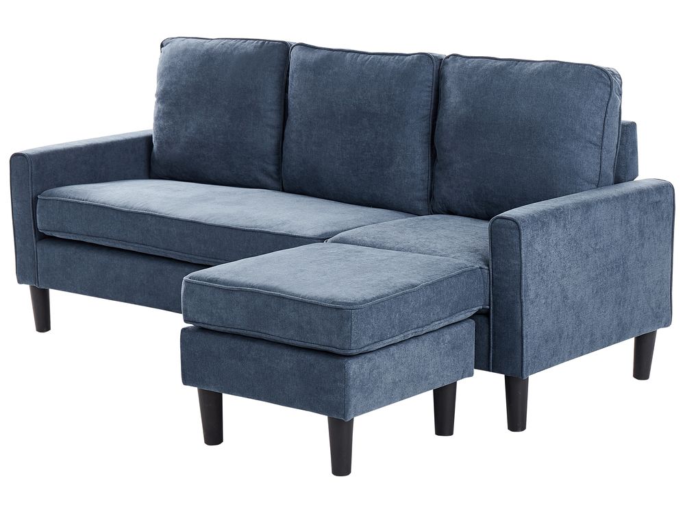 Fabric Sofa with Ottoman Navy Blue AVESTA Beliani