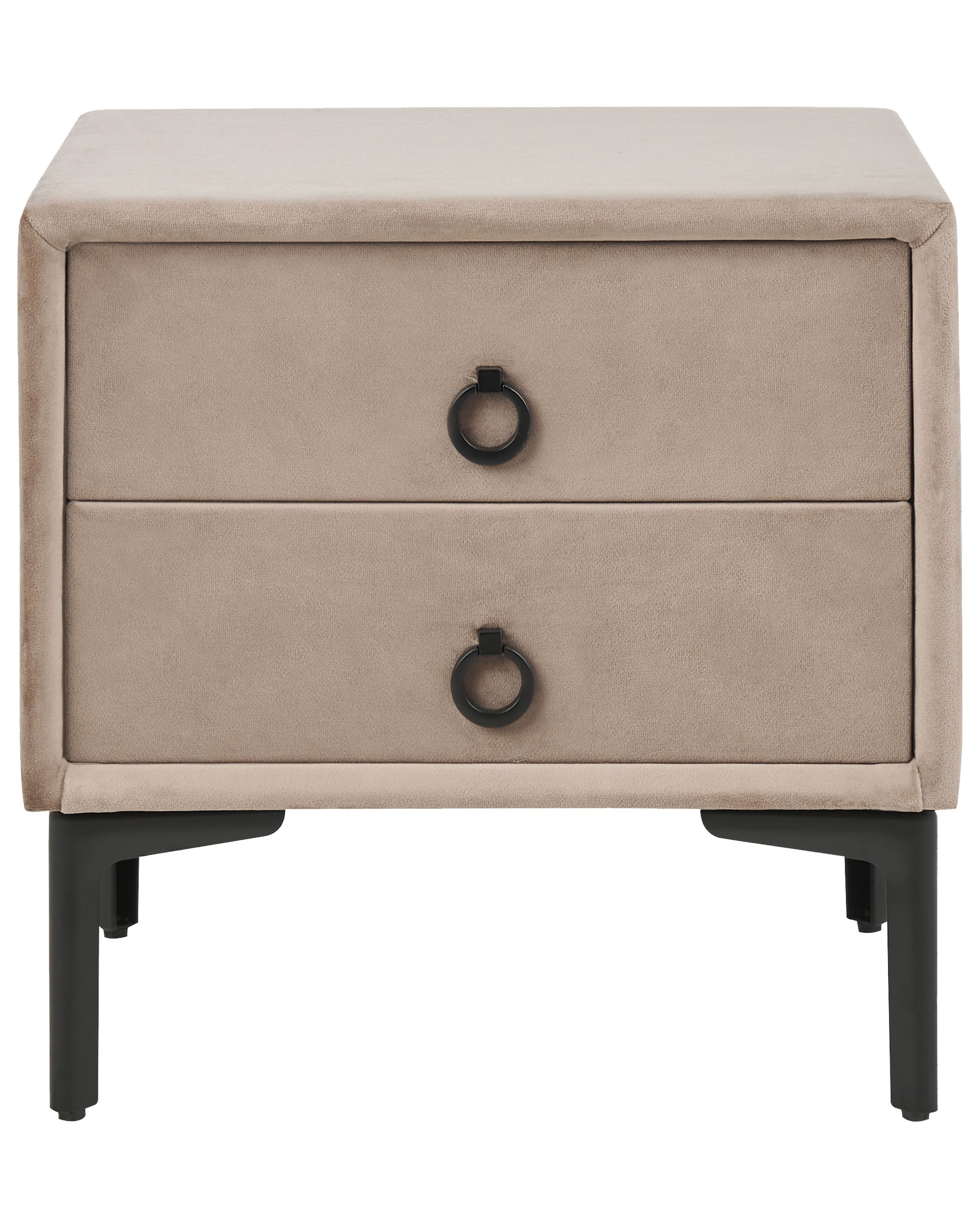 2 Drawer Velvet Bedside Table Taupe SEZANNE | Beliani.co.uk